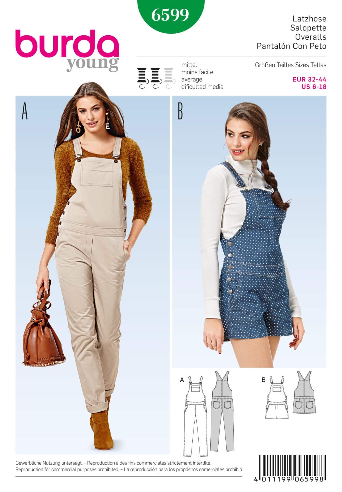 Burda Style Miss Overalls Sewing Pattern for Stylish Creations B6599 ...