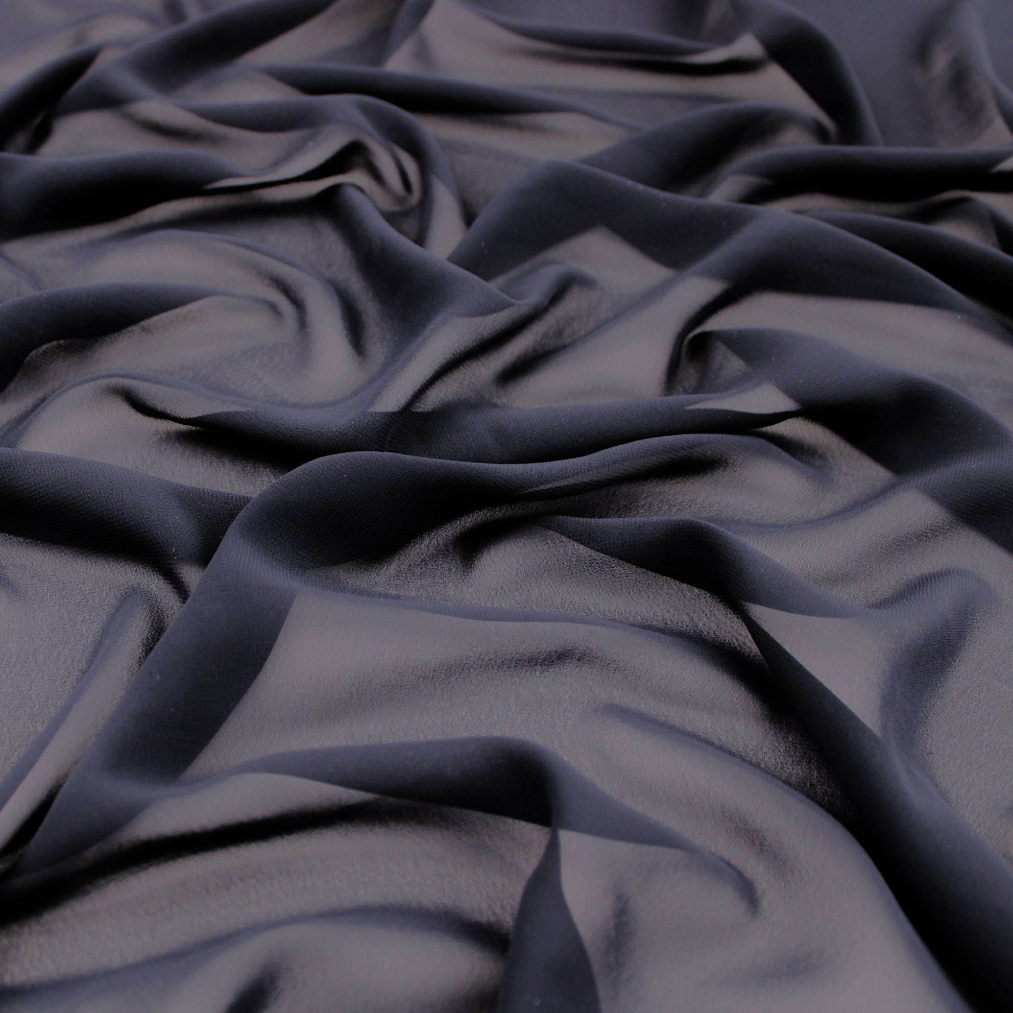 Alex Plain Chiffon Sheer Polyester Dressmaking Fabric - Deep Navy ...
