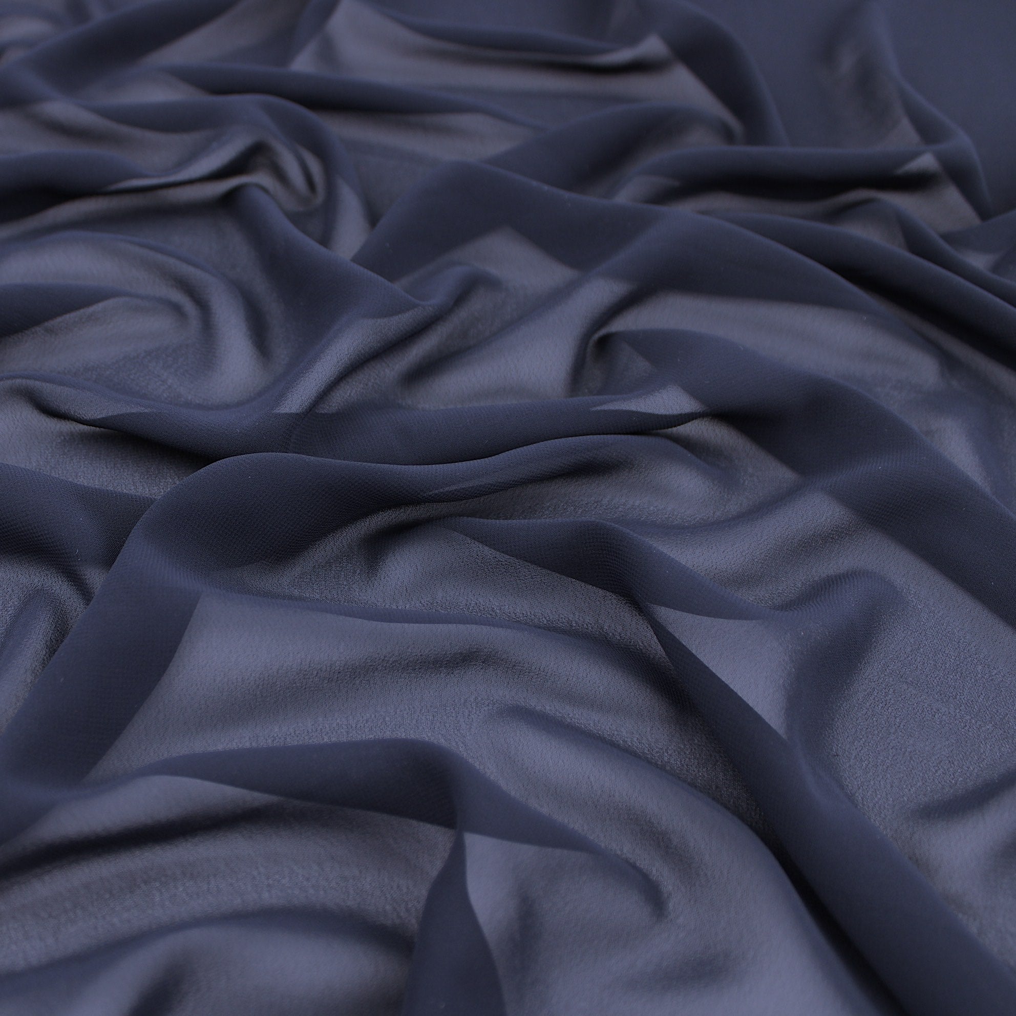 Alex Plain Chiffon Sheer Polyester Dressmaking Fabric - Navy – Lullabee ...