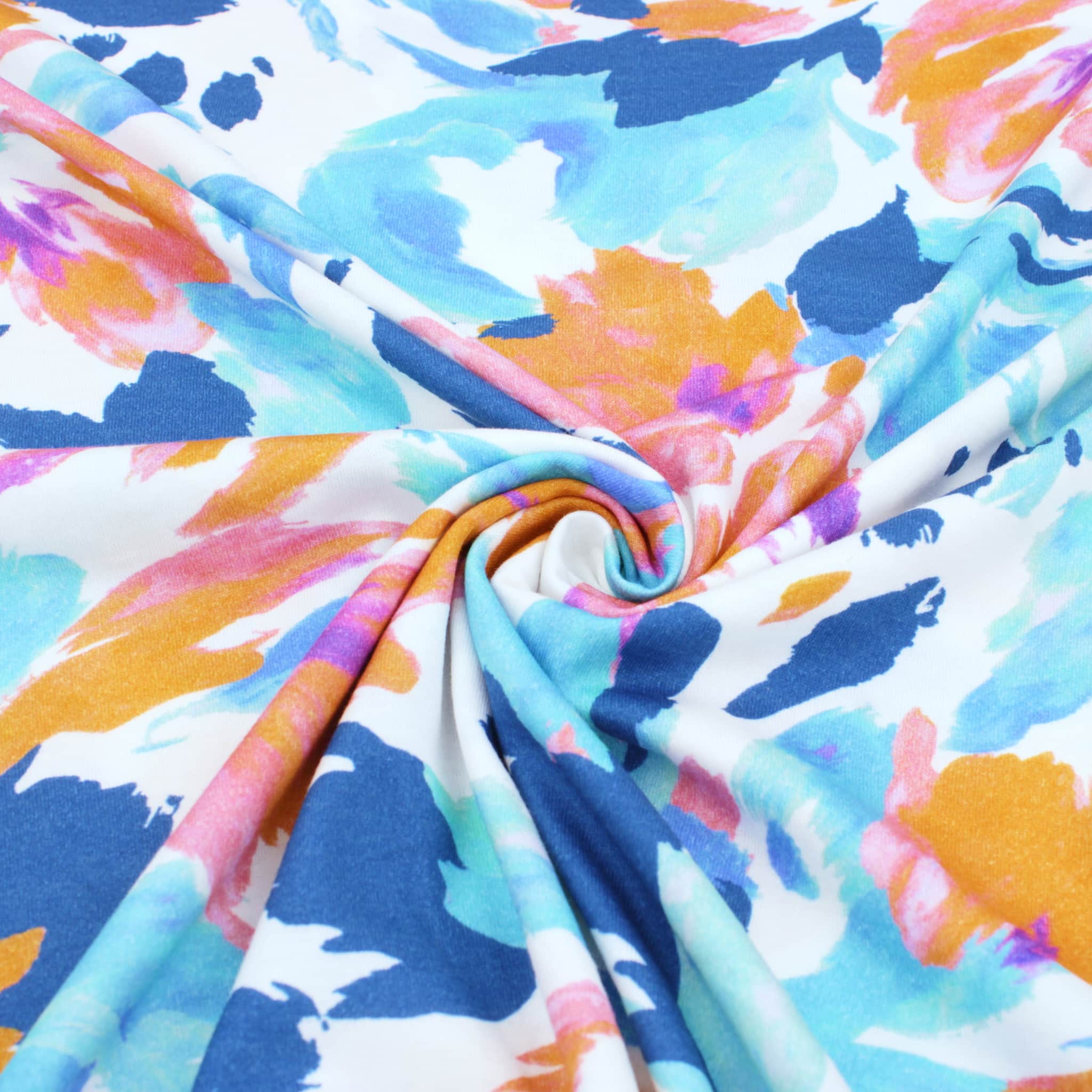 Alice Dressmaking Cotton Jersey - Ocean Paint Strokes – Lullabee Fabrics