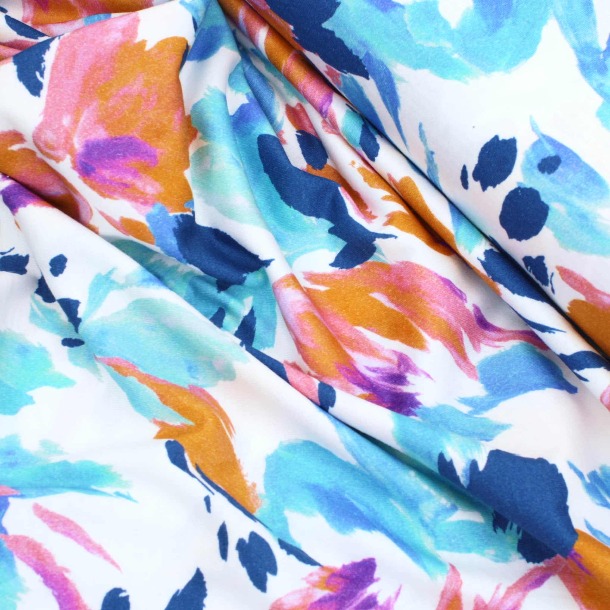 Alice Dressmaking Cotton Jersey - Ocean Paint Strokes – Lullabee Fabrics