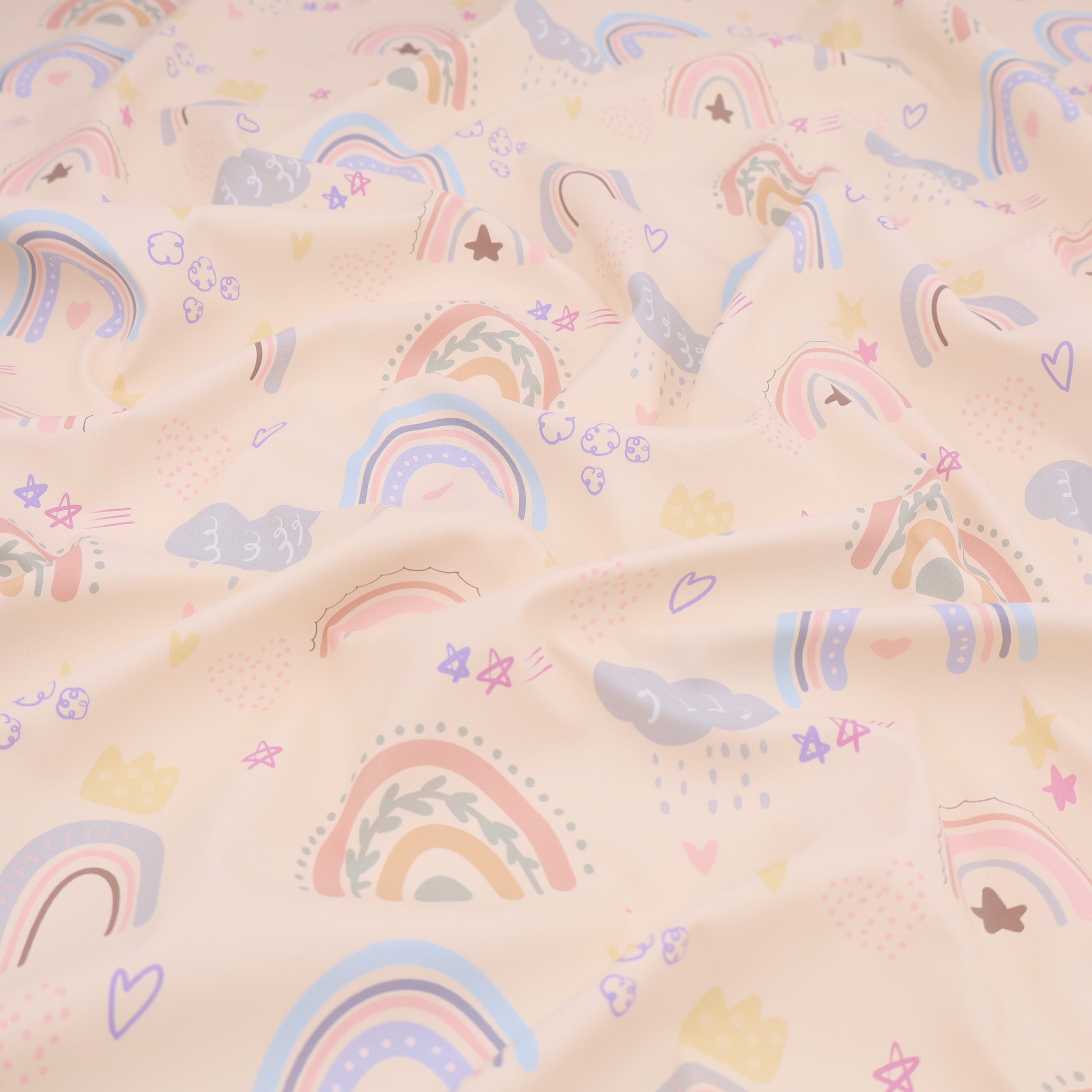 Aqua Protect PU Waterproof Jacketing Coating Fabric - Rainbow Off Whit ...