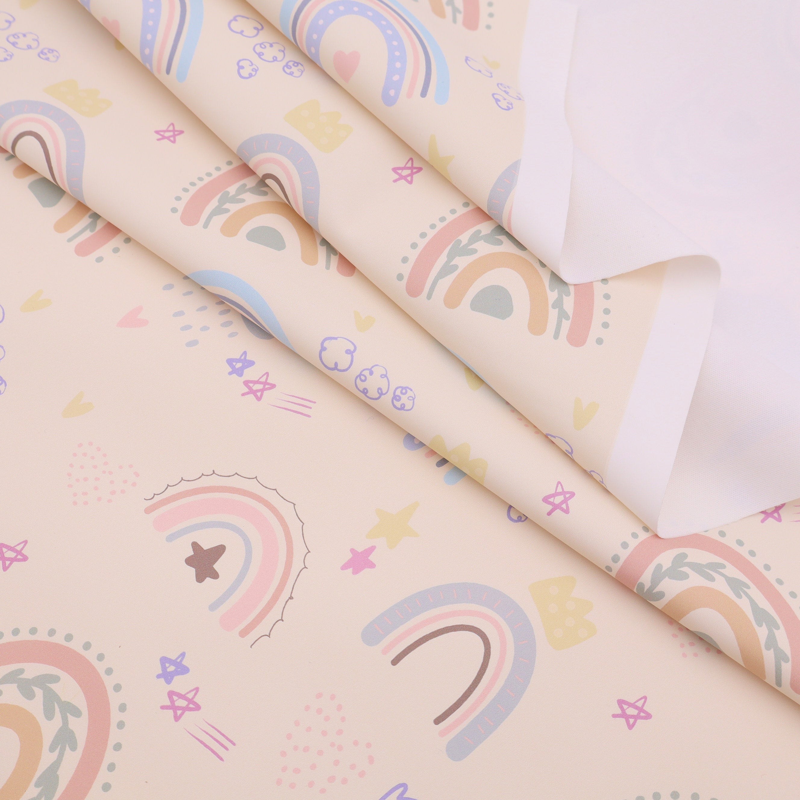 Aqua Protect PU Waterproof Jacketing Coating Fabric - Rainbow Off Whit ...
