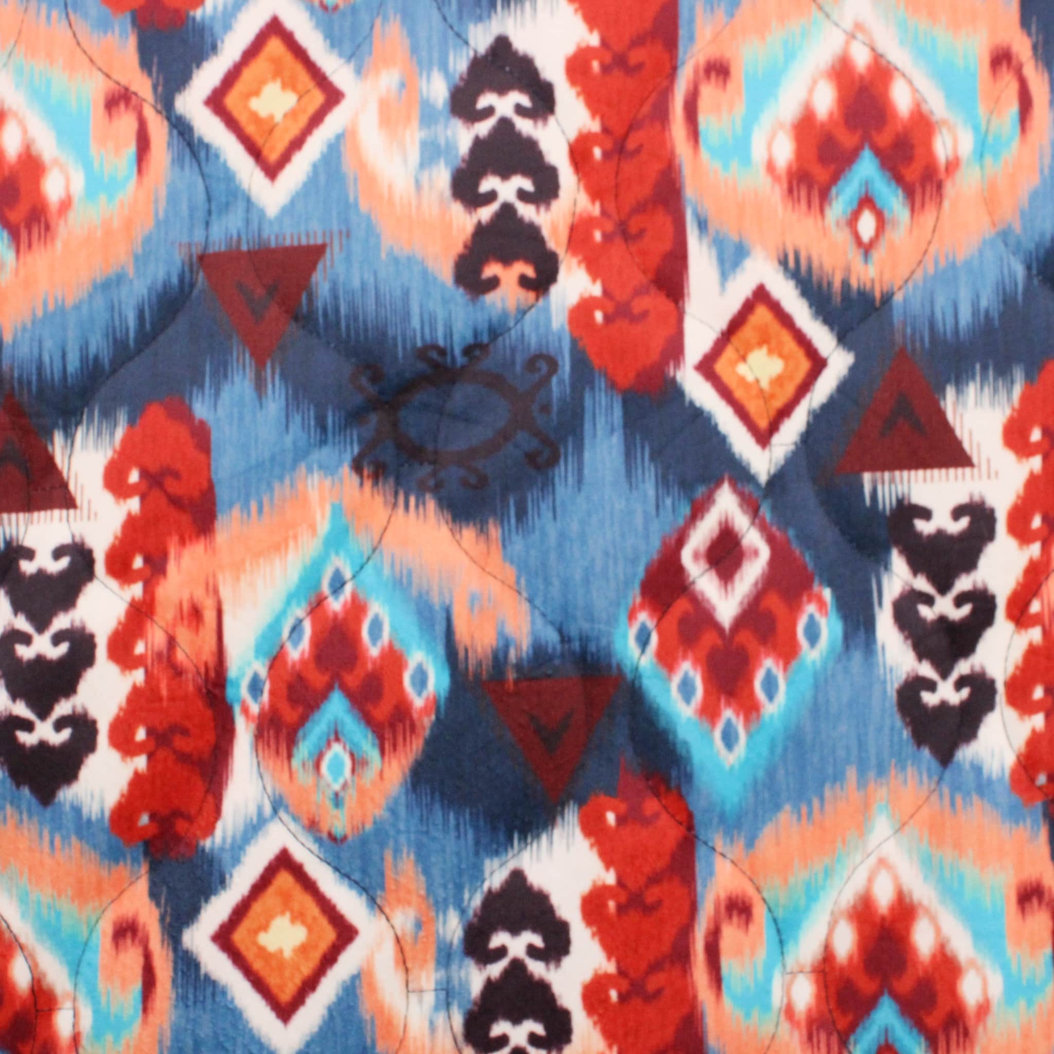 Aztec Stepped Quilted Velvet Coating - Navy Blue – Lullabee Fabrics