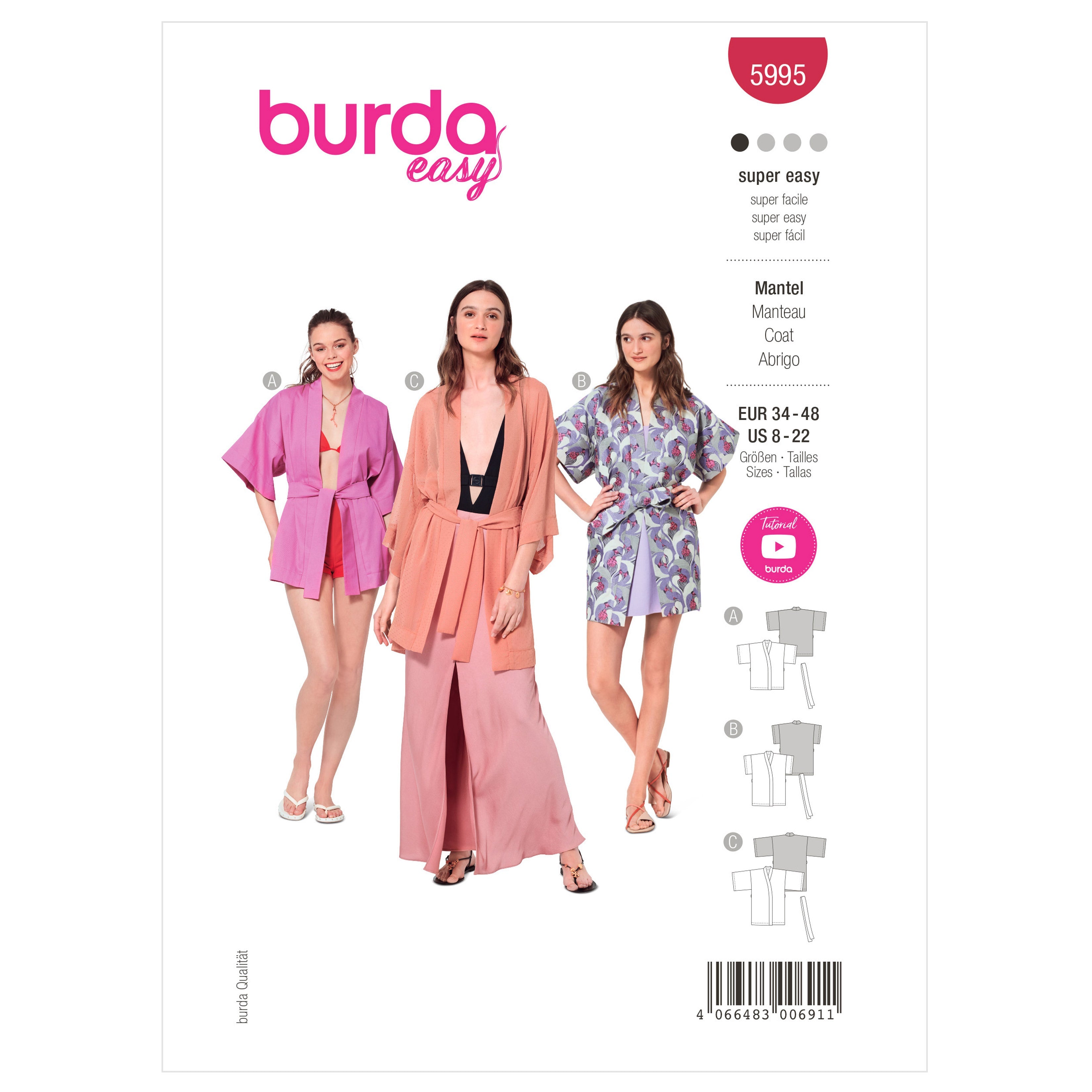 Burda Style Elegant Coat Sewing Pattern for Fashion Enthusiasts B5995 ...