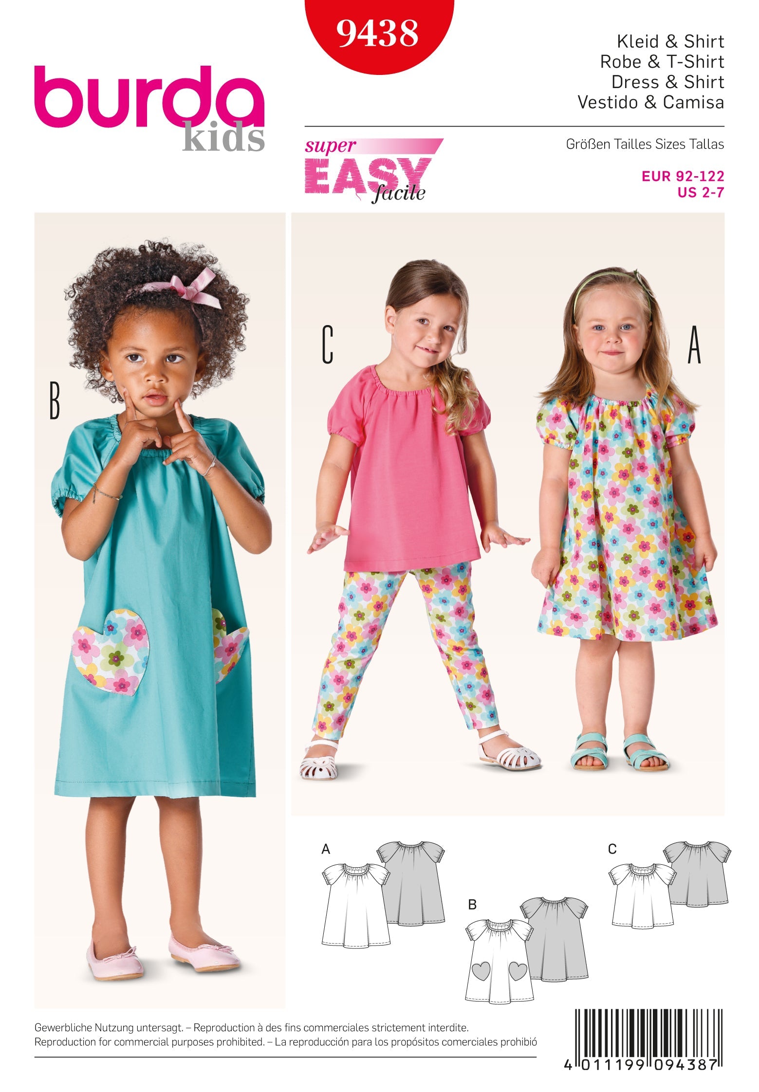 Burda Style Toddlers Sewing Pattern for Creative Projects B9438 ...