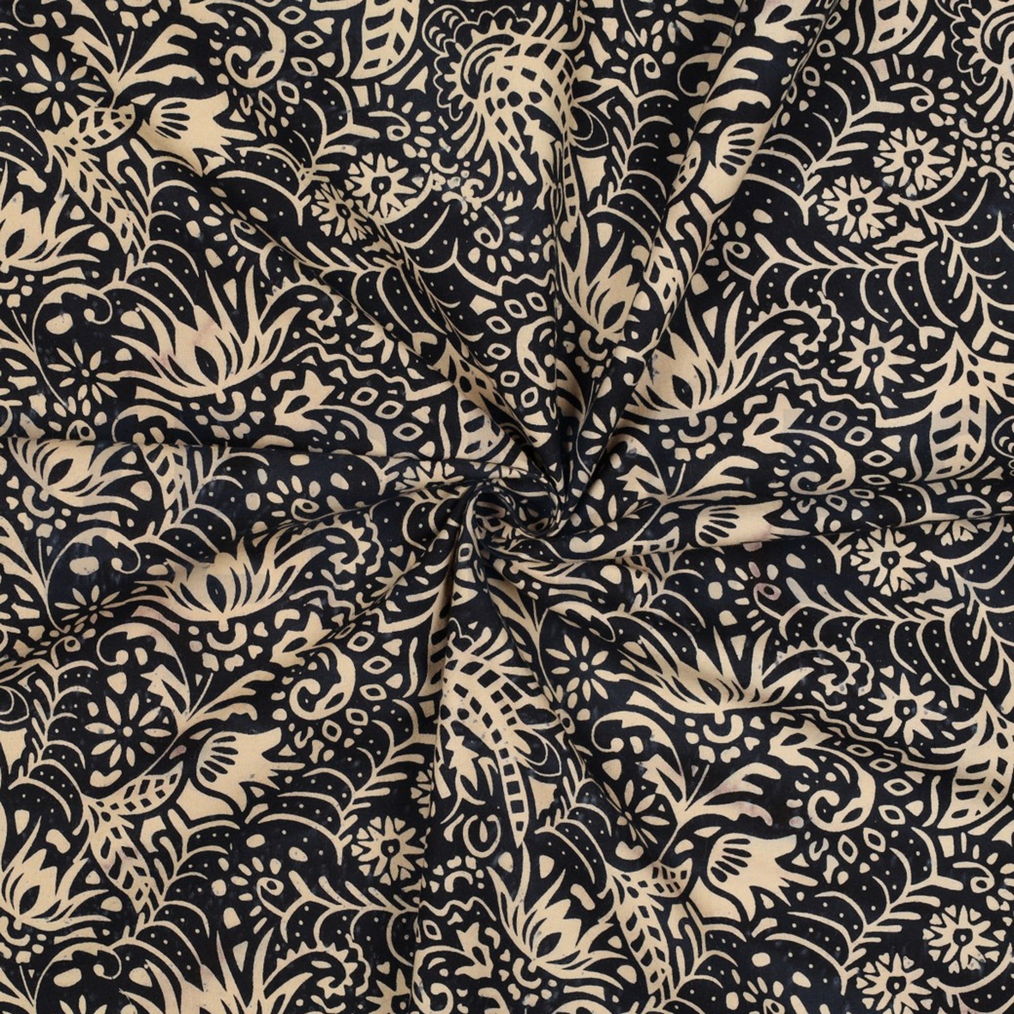 Batik Handcrafted Cotton Dressmaking Fabric - Navy Wild Bloom ...