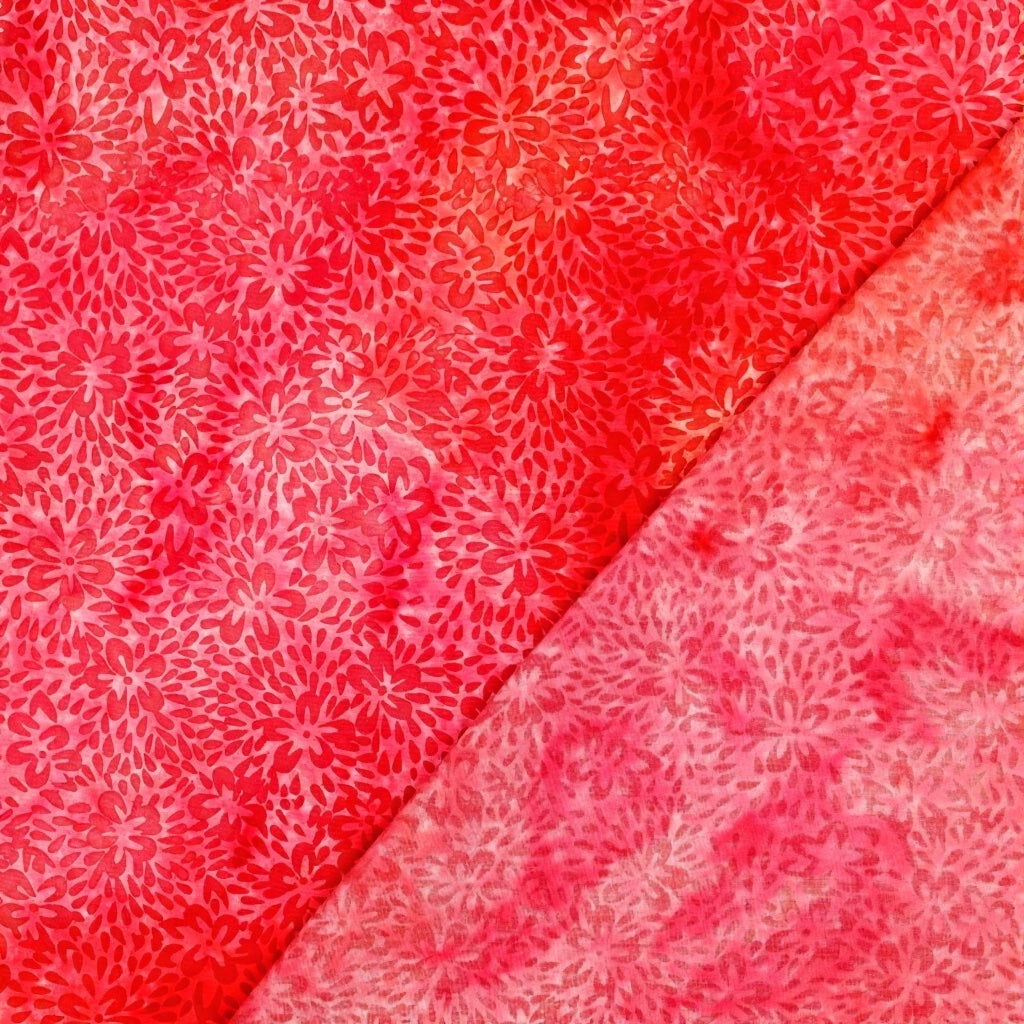 Batik Handcrafted Viscose Dressmaking Fabric - Red Flower – Lullabee ...