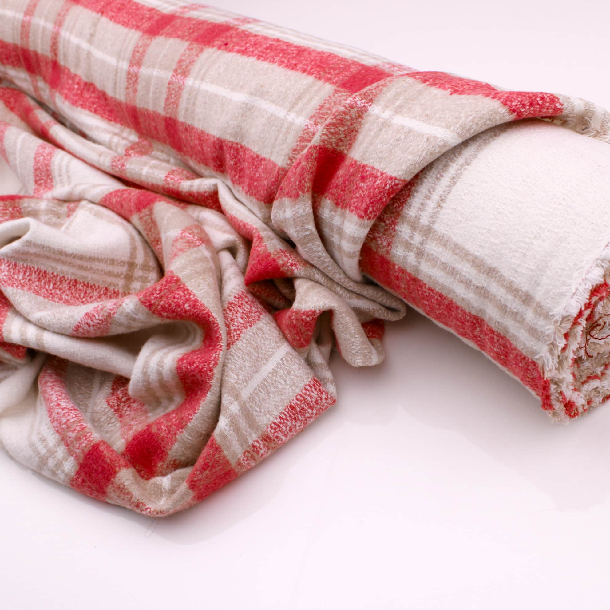 Brushed Wool Blend Flannel Look Fabric - Red Tartan – Lullabee Fabrics