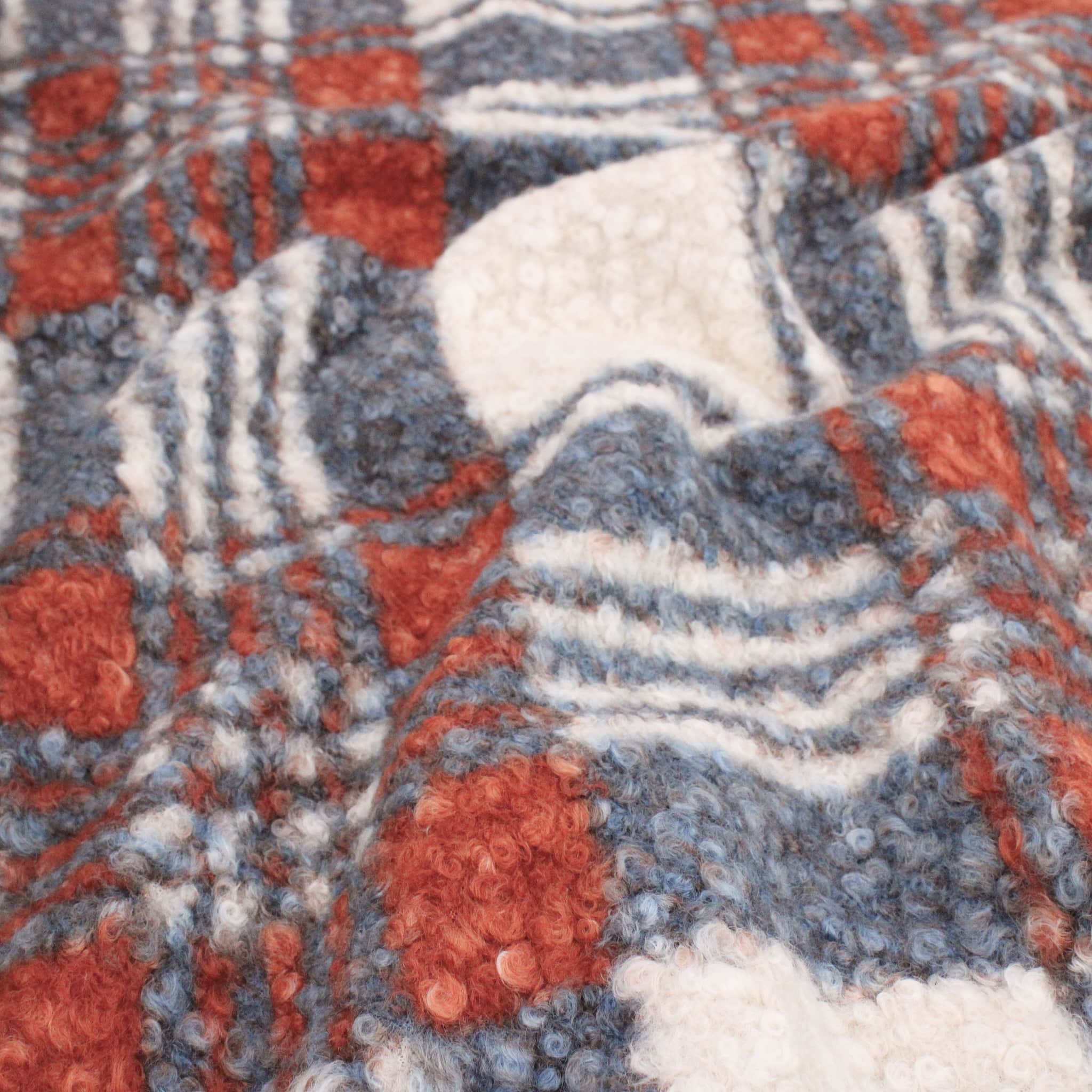 Check Boucle Coating Chunky Curled - Blue Orange – Lullabee Fabrics
