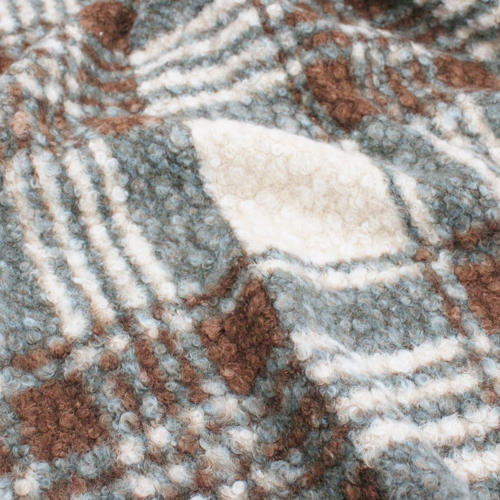 Check Boucle Coating Chunky Curled - Teal Brown – Lullabee Fabrics