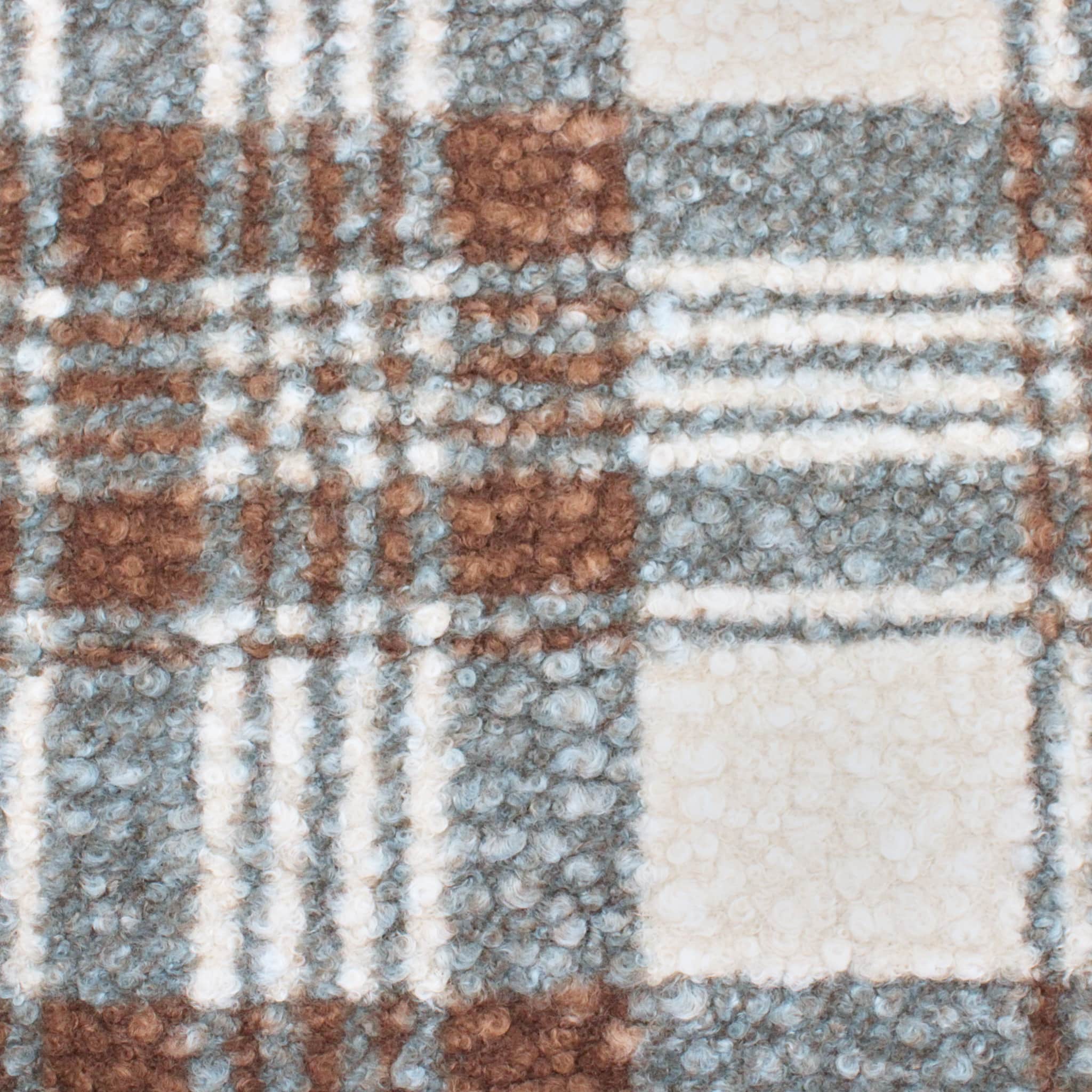 Check Boucle Coating Chunky Curled - Teal Brown – Lullabee Fabrics