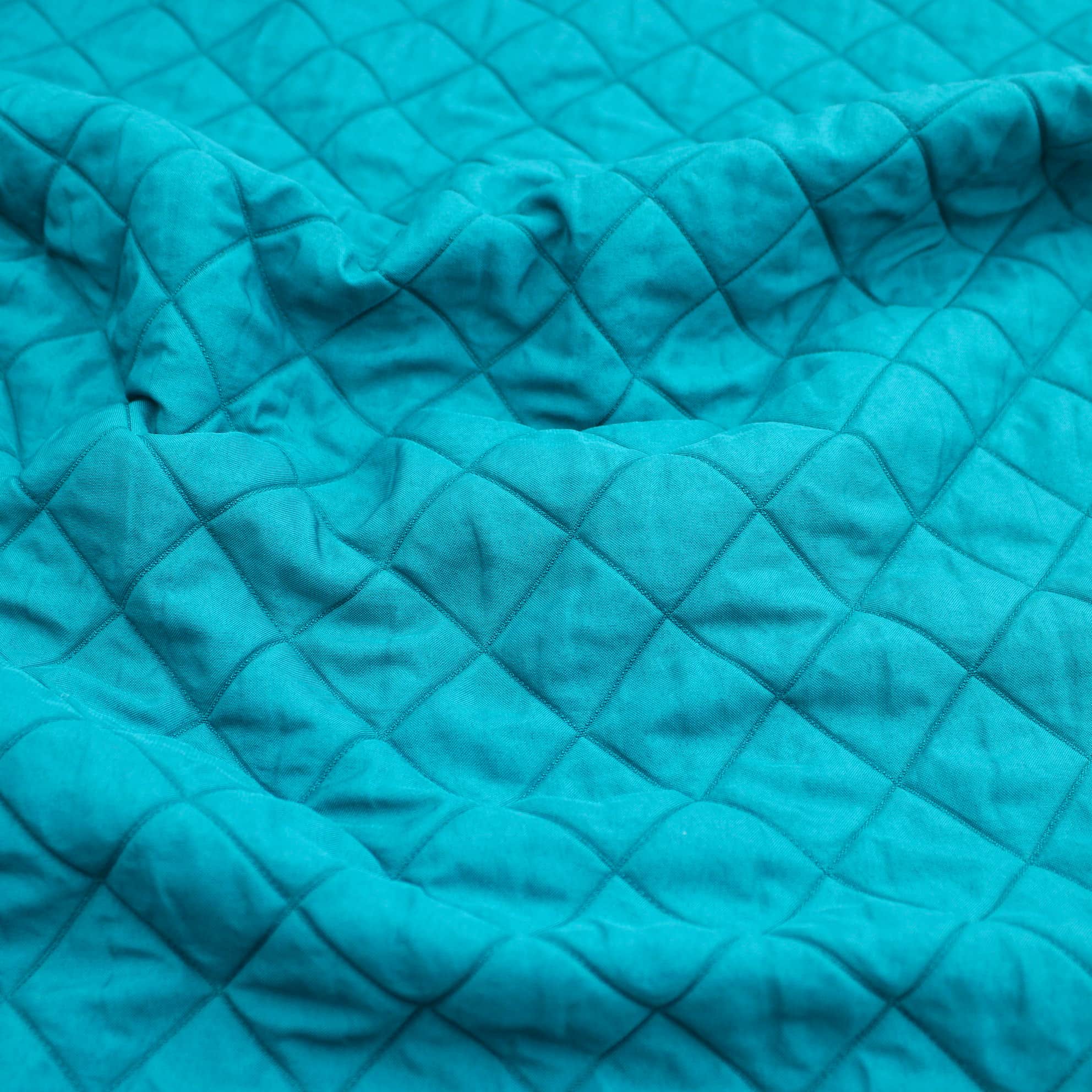 Coloured Diamond Stitched Quilted Stepped Coating Fabric - Teal ...