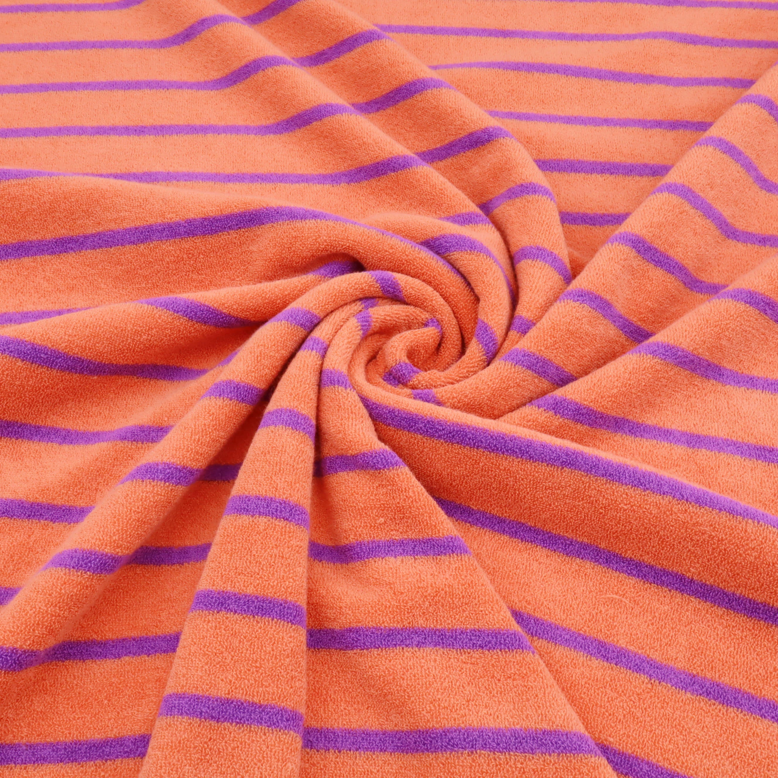 Cotton TerryCloth Towelling Yarn Dyed Stripes Absorbent Fabric - Orang ...