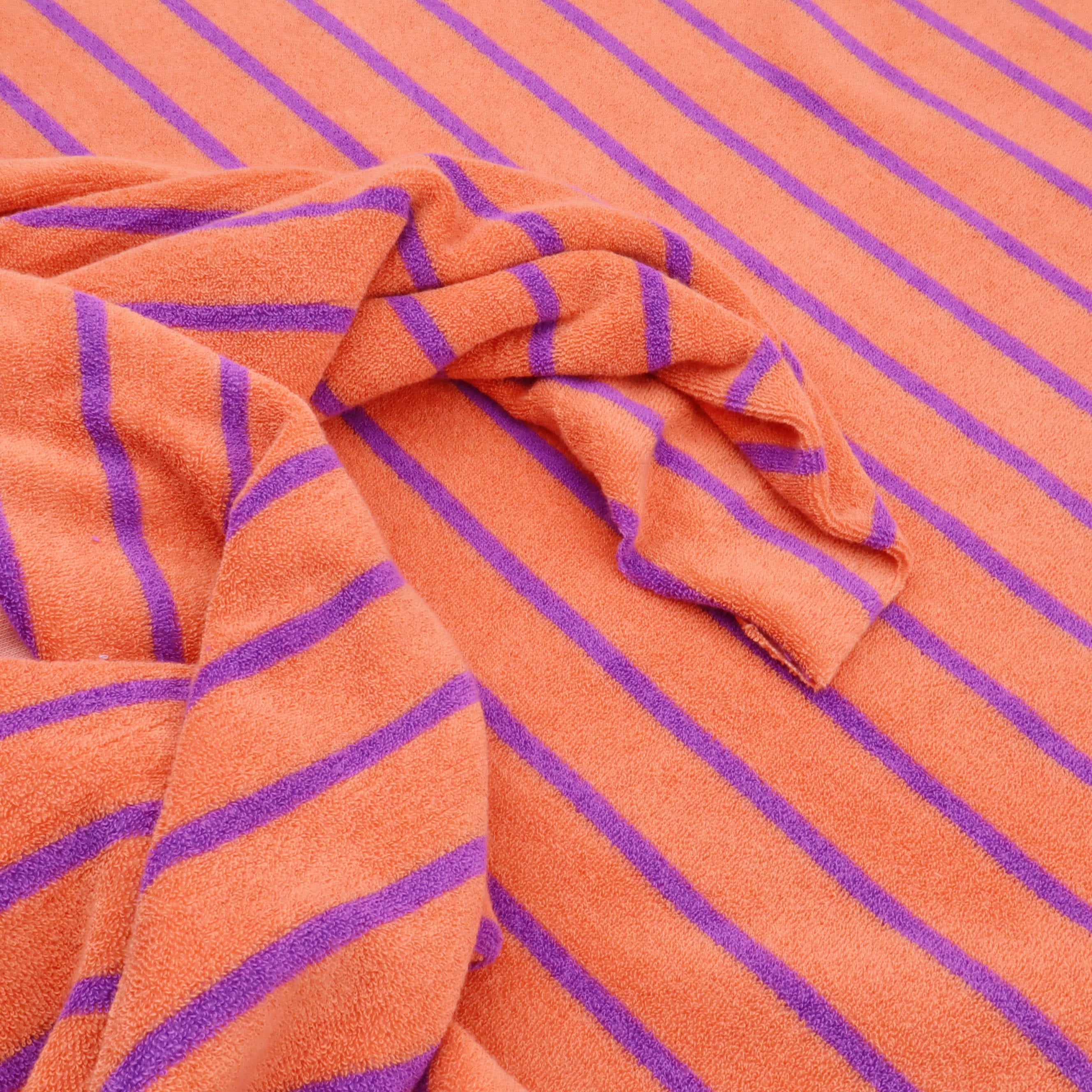 Cotton TerryCloth Towelling Yarn Dyed Stripes Absorbent Fabric - Orang ...