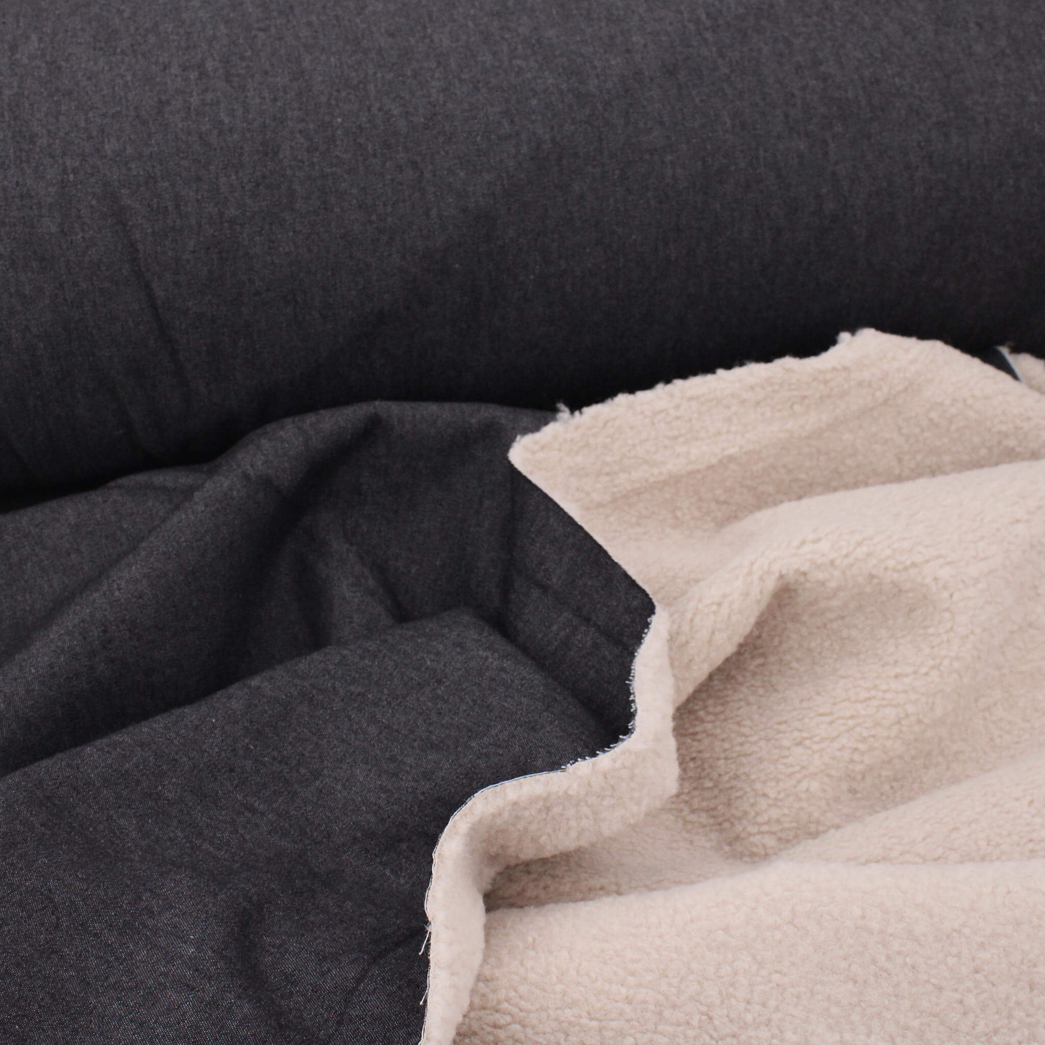 Denim Double-Faced Shearling Teddy Coating Jacketing - Black – Lullabee ...