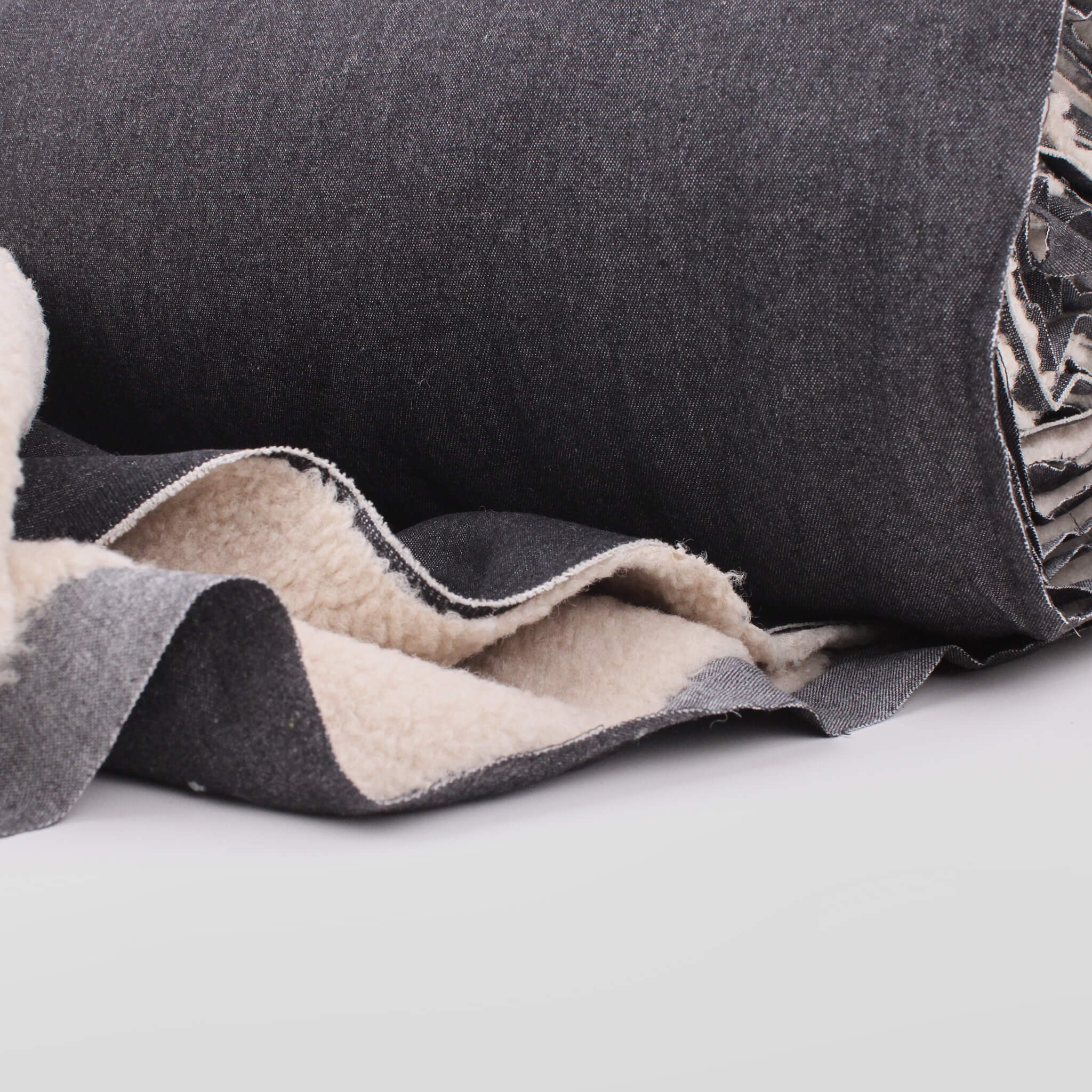 Denim Double-Faced Shearling Teddy Coating Jacketing - Black – Lullabee ...