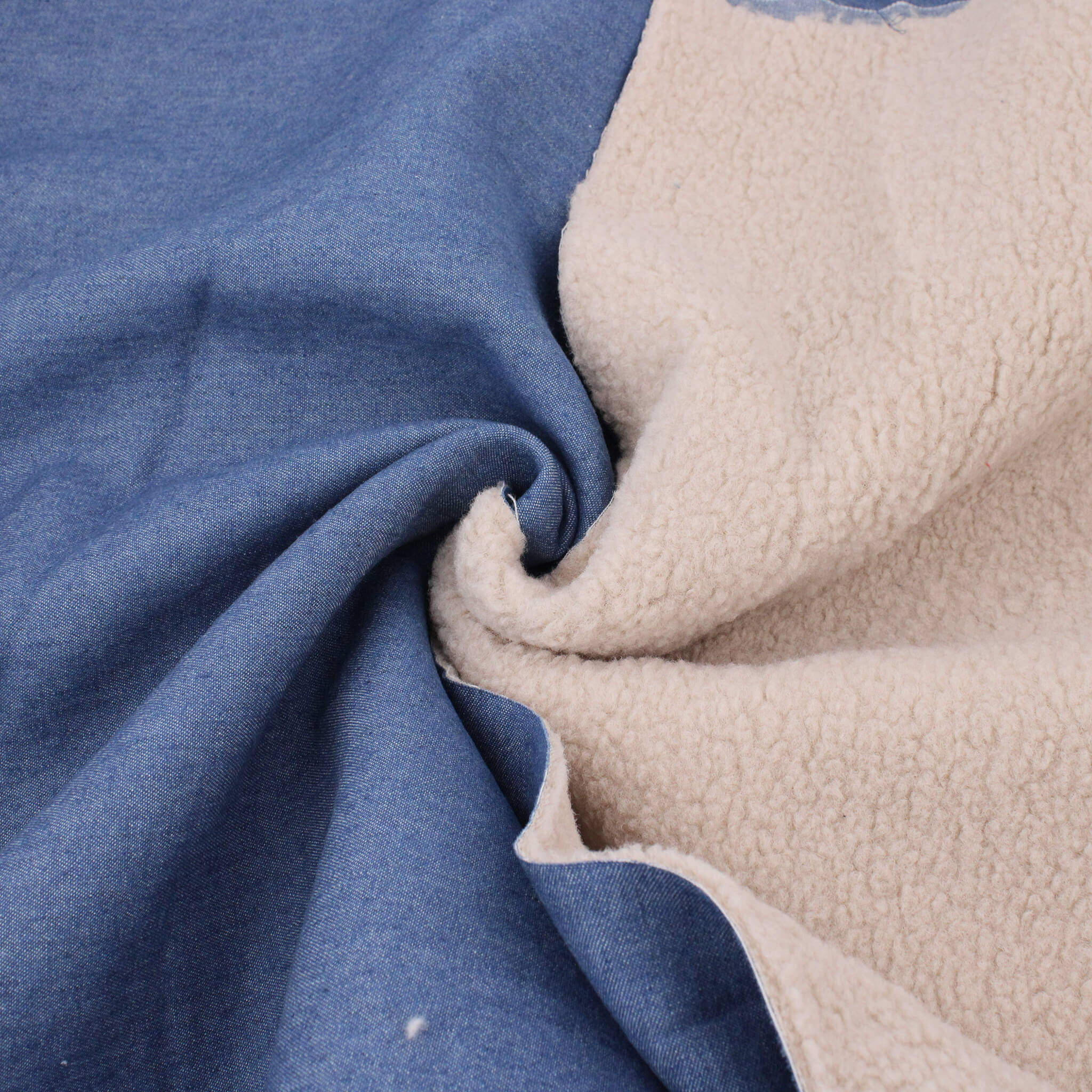 Denim Double-Faced Shearling Teddy Coating Jacketing - Blue – Lullabee ...