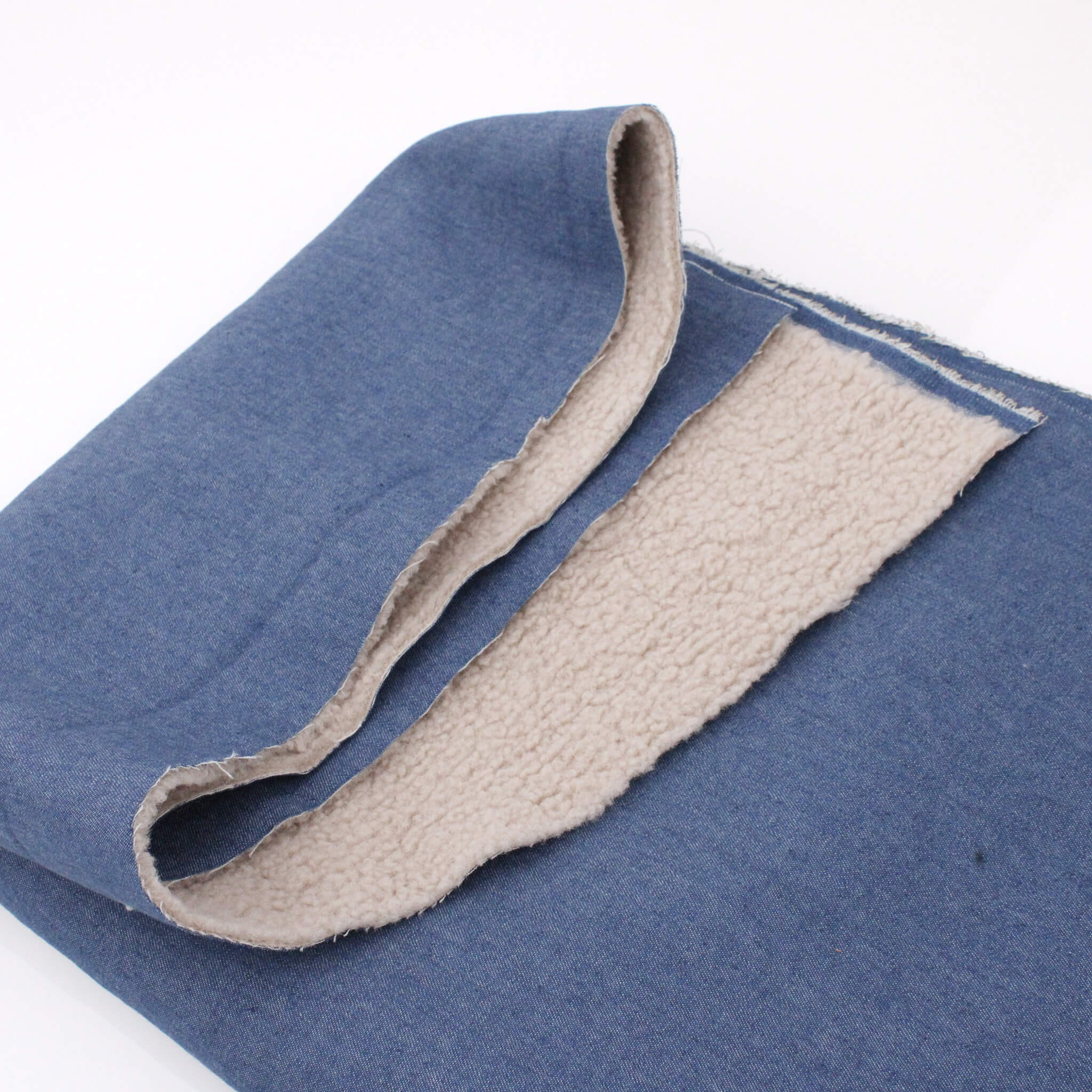 Denim Double-Faced Shearling Teddy Coating Jacketing - Blue – Lullabee ...