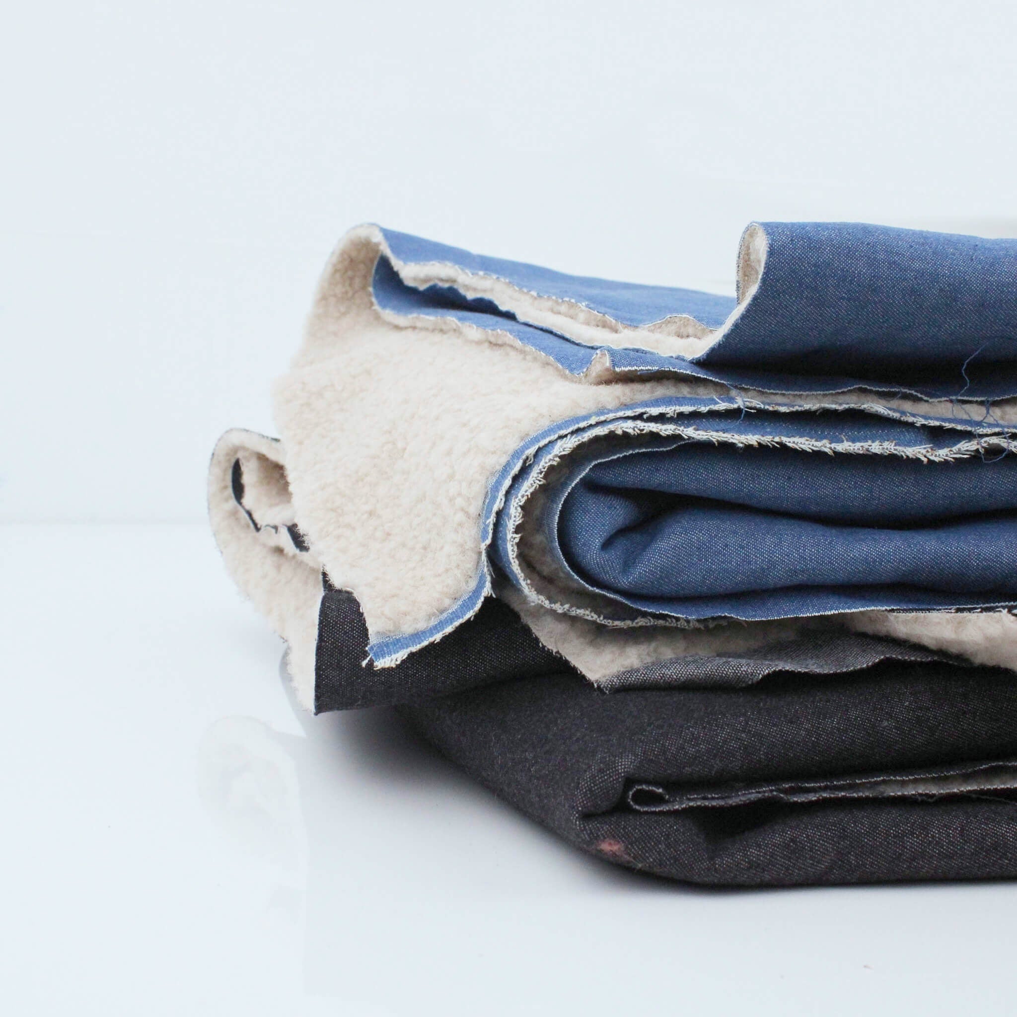 Denim Double-Faced Shearling Teddy Coating Jacketing - Blue – Lullabee ...