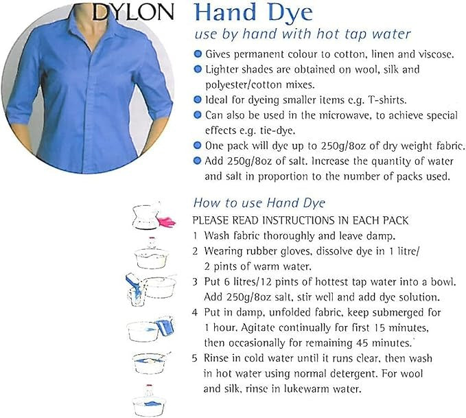 Dylon Hand Dye Fabric Dye Pouch: Vibrant Colour for Delicate Items 50g ...