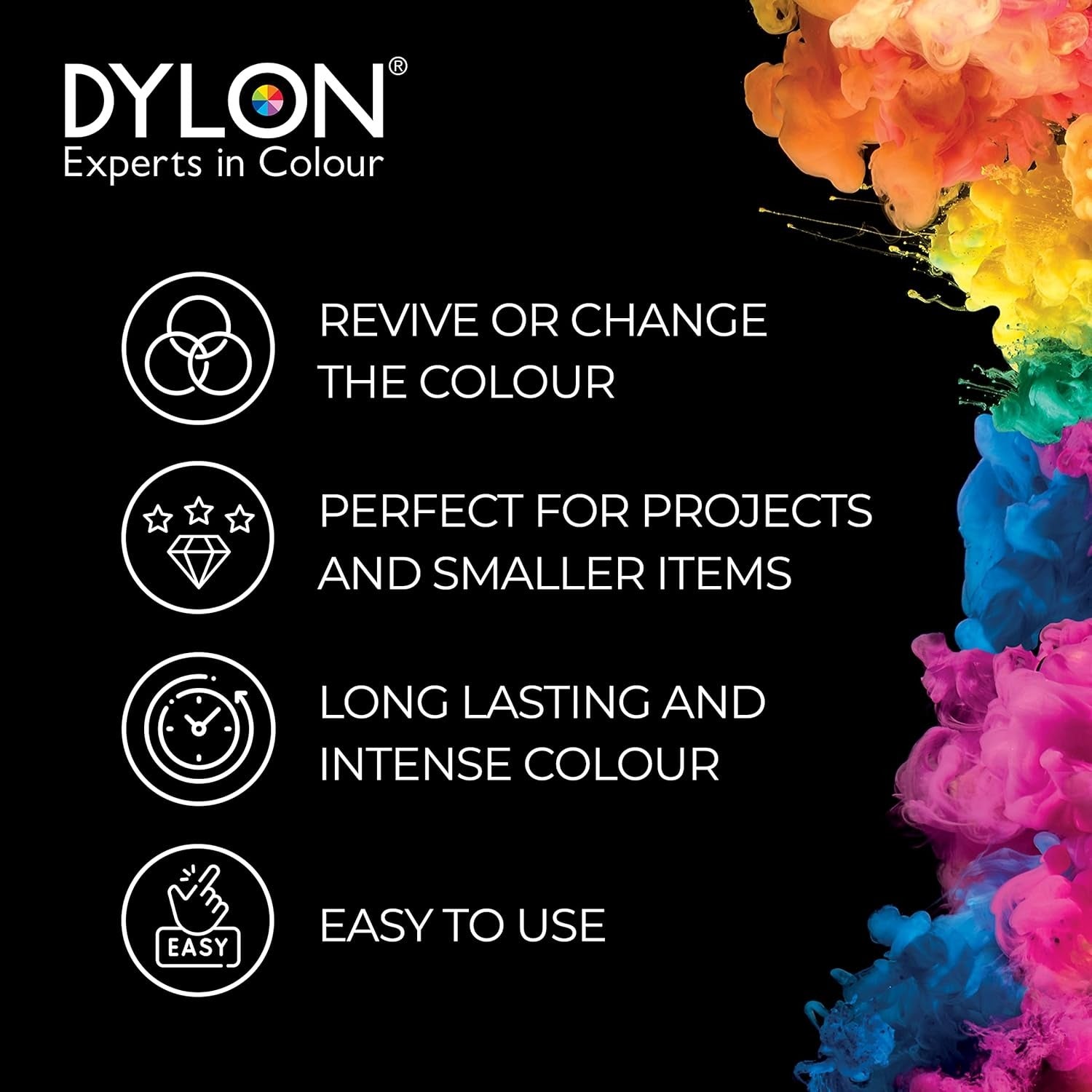 Dylon Hand Dye Fabric Dye Pouch: Vibrant Colour for Delicate Items 50g ...