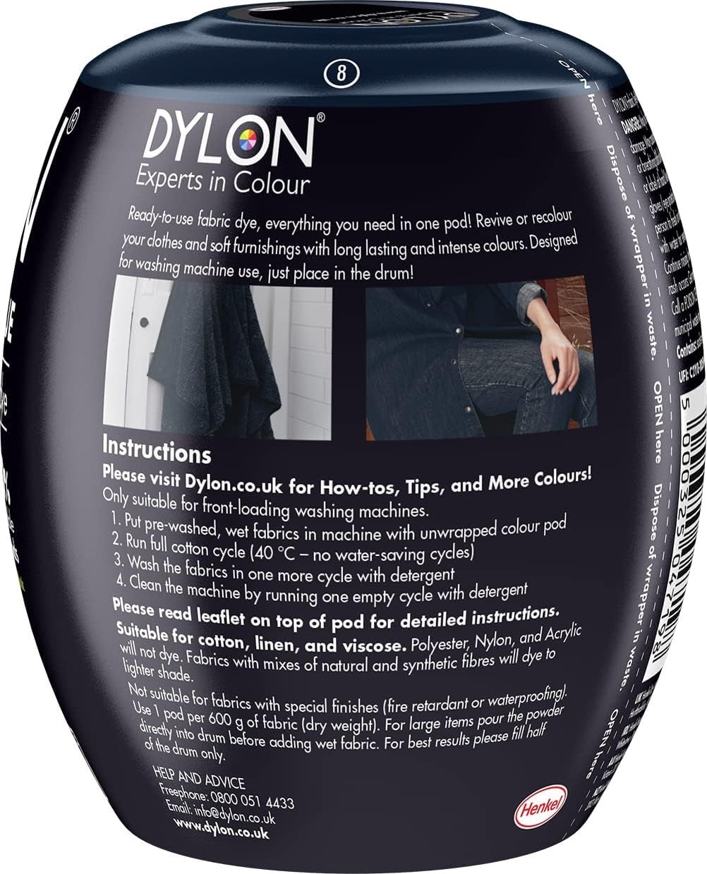 Dylon Washing Machine Fabric Dye Pods: Restore & Revive Clothes - Navy ...