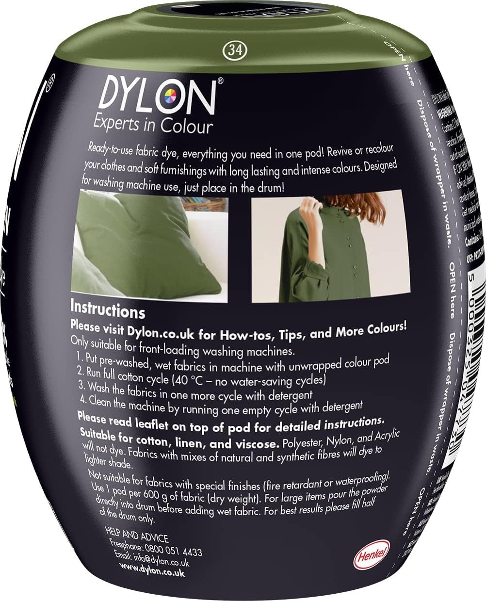 Dylon Washing Machine Fabric Dye Pods: Restore & Revive Clothes - Oliv ...