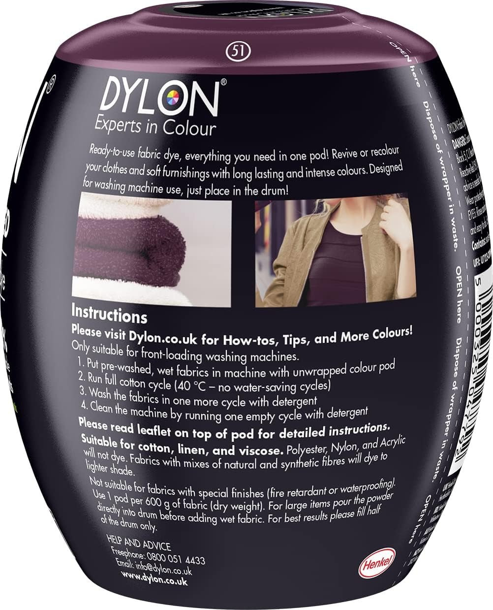 Dylon Washing Machine Fabric Dye Pods: Restore & Revive Clothes - Plum ...