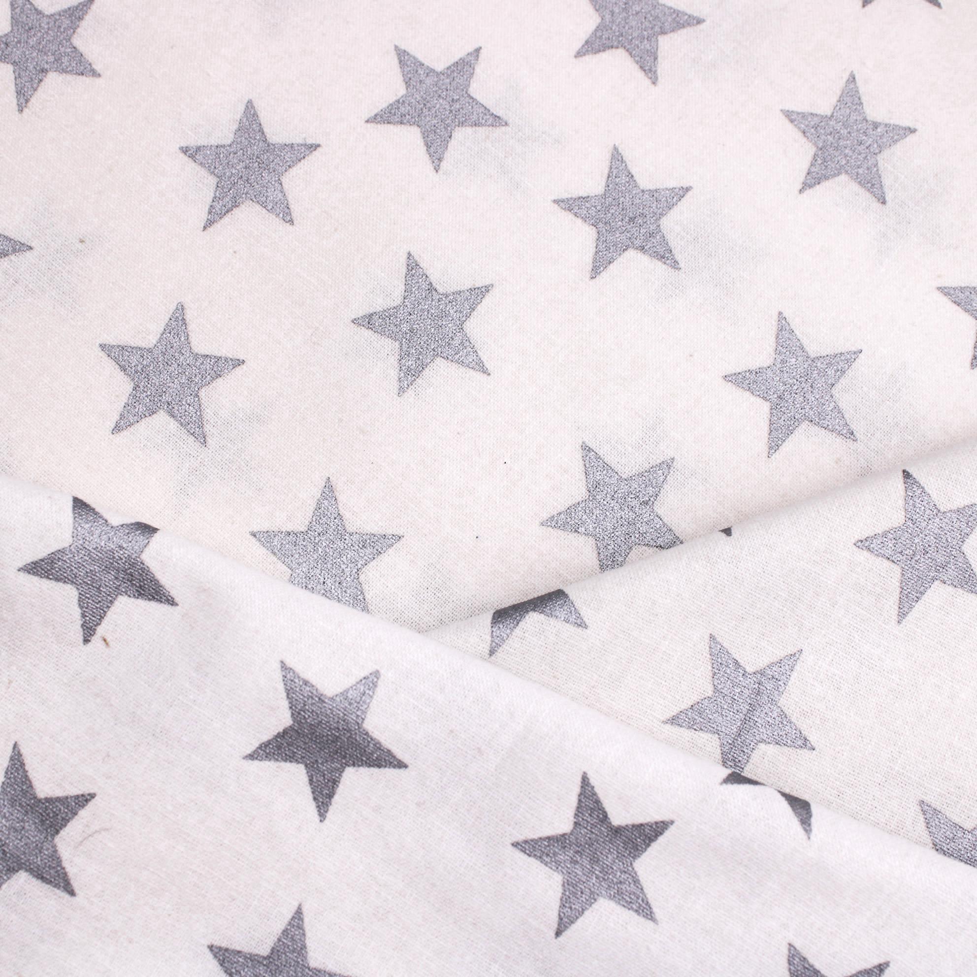 Festive Christmas Printed 100% Cotton Fabric - Silver Stars – Lullabee ...