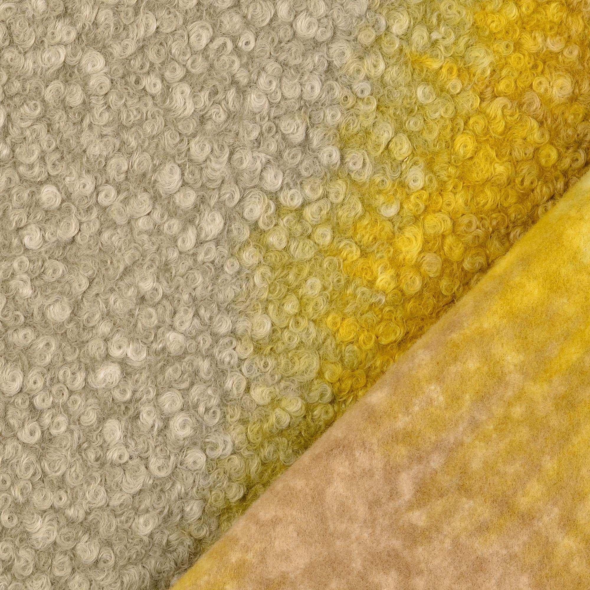 Gradient Coloured Chunky Boucle Curled Sheep Wool Look Coating Fabric ...