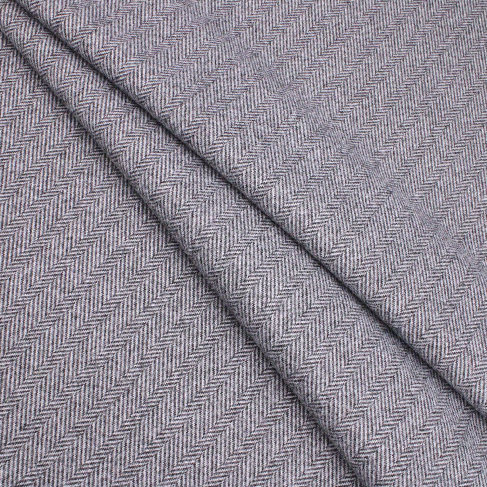 Herringbone Brushed Wool Blend Stretch Suiting Interior Fabric - Black ...