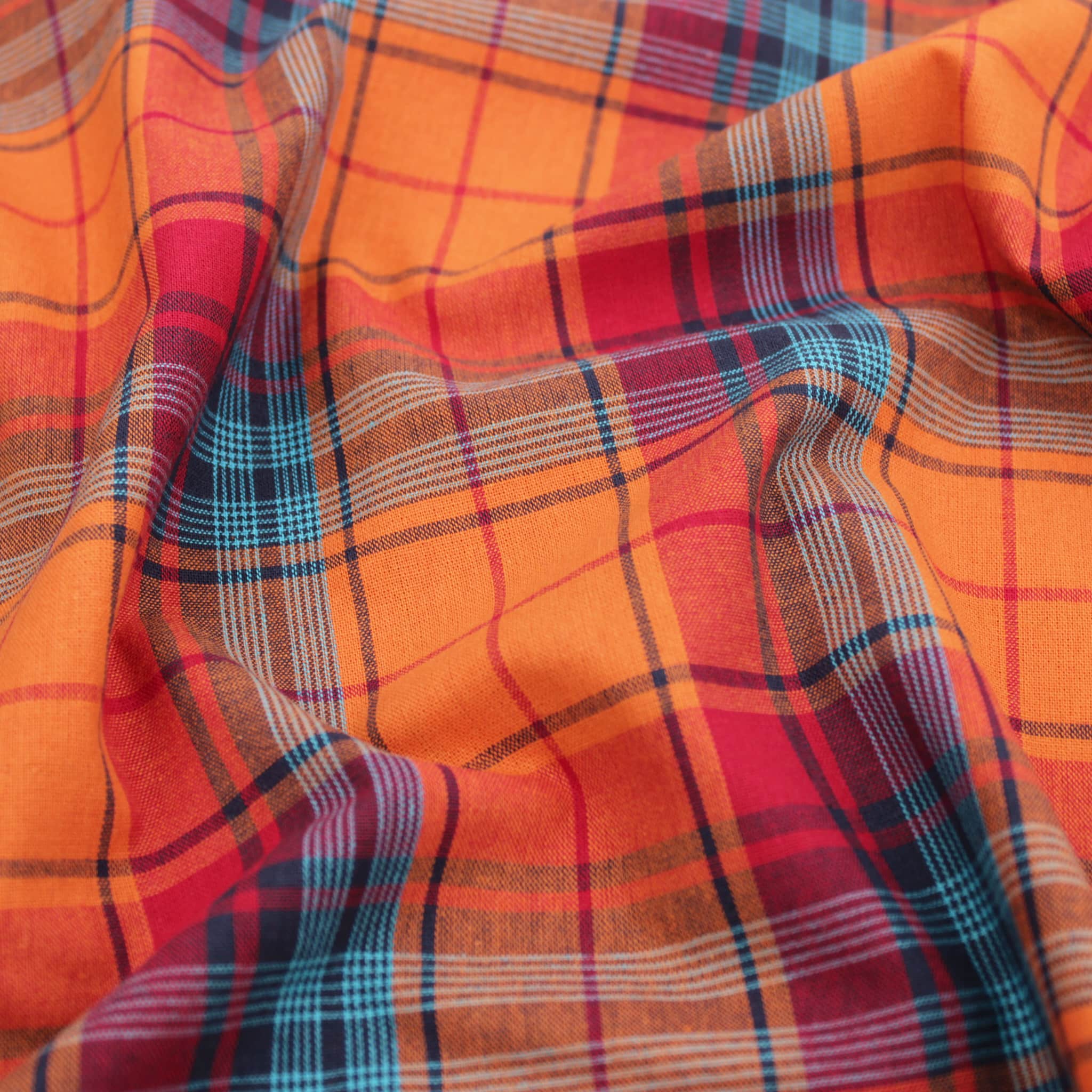 Indian Madras Shirting Cotton Checked Tartan - Moroccan – Lullabee Fabrics