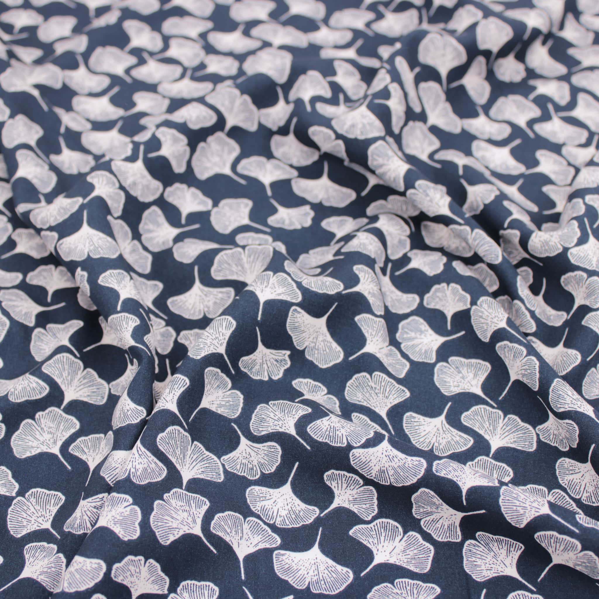 Buy Viscose Challis Amanda Abstract Gingko Leaves Fabric - Lullabee ...