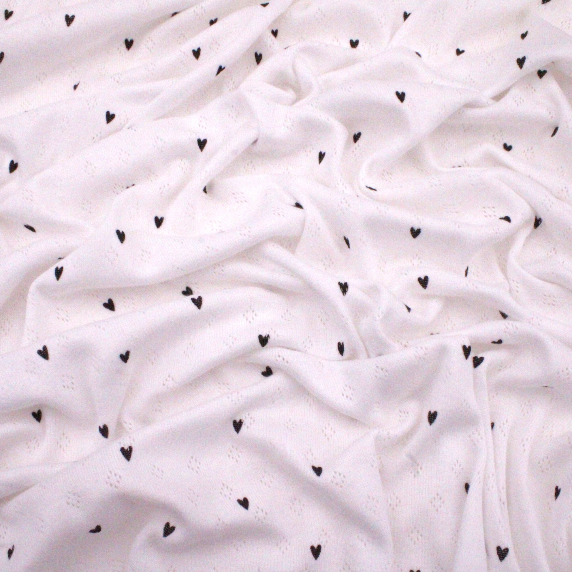 Pointelle Heart Diamond Cotton Jersey Fabric - White – Lullabee Fabrics
