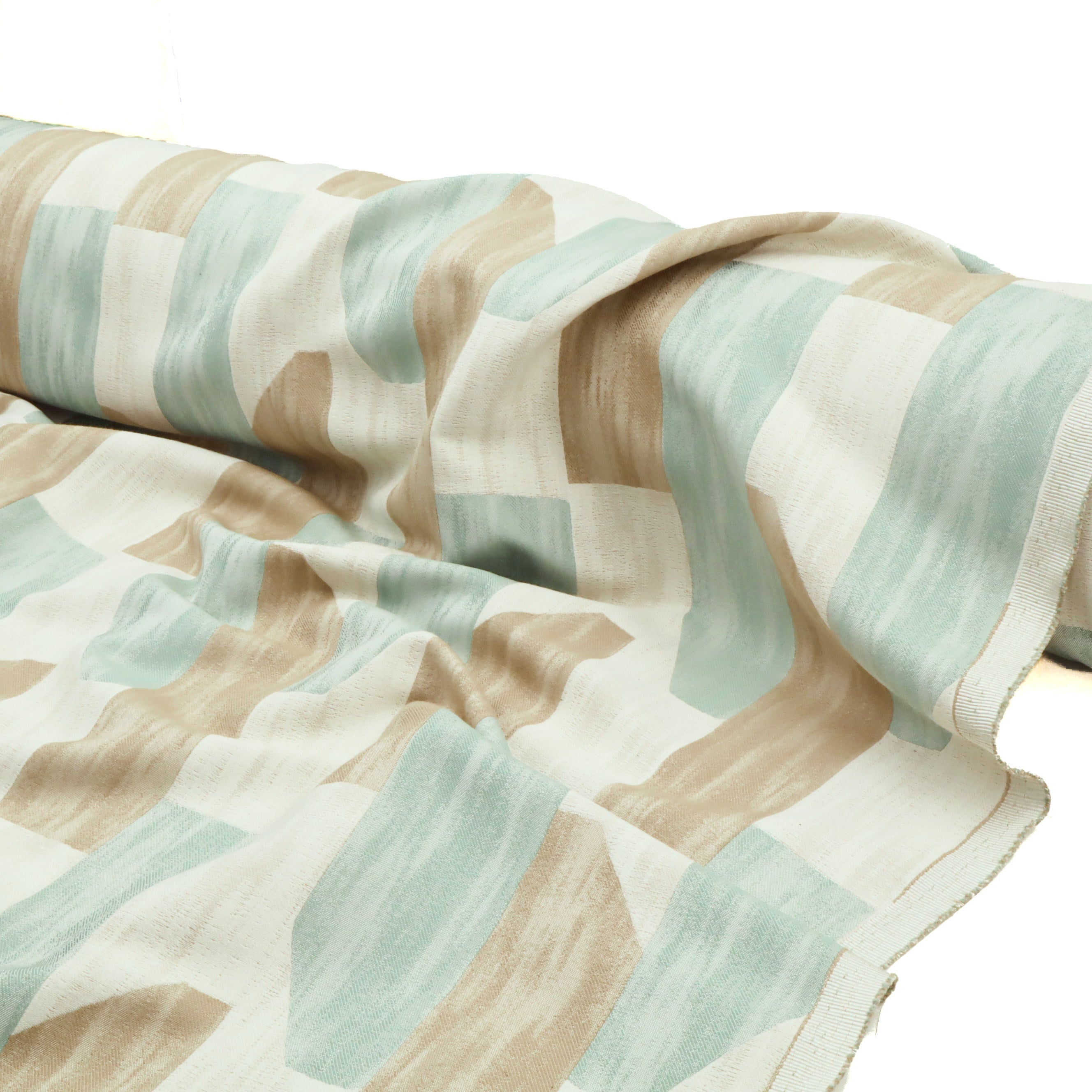 Printed Cotton Canvas Light Upholstery Fabric - Abstract Rectangles ...