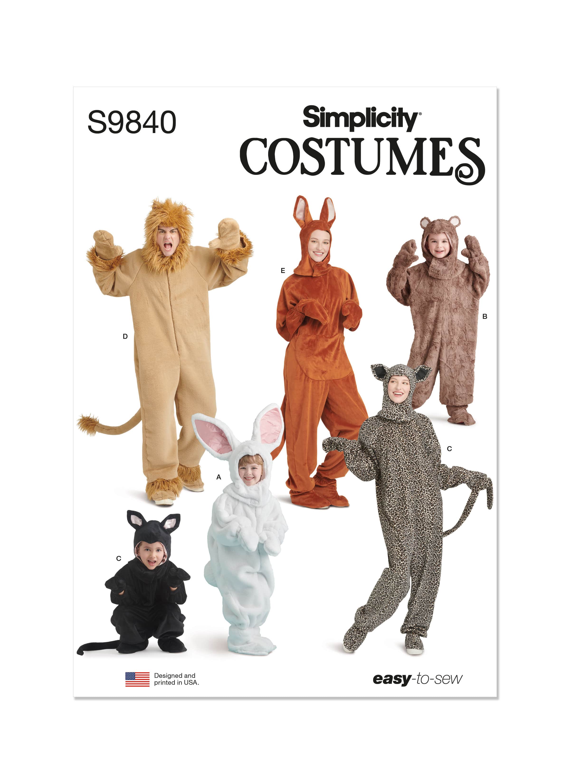 Simplicity Childrens &AdultsAnimal Costumes Sewing Pattern S9840 ...