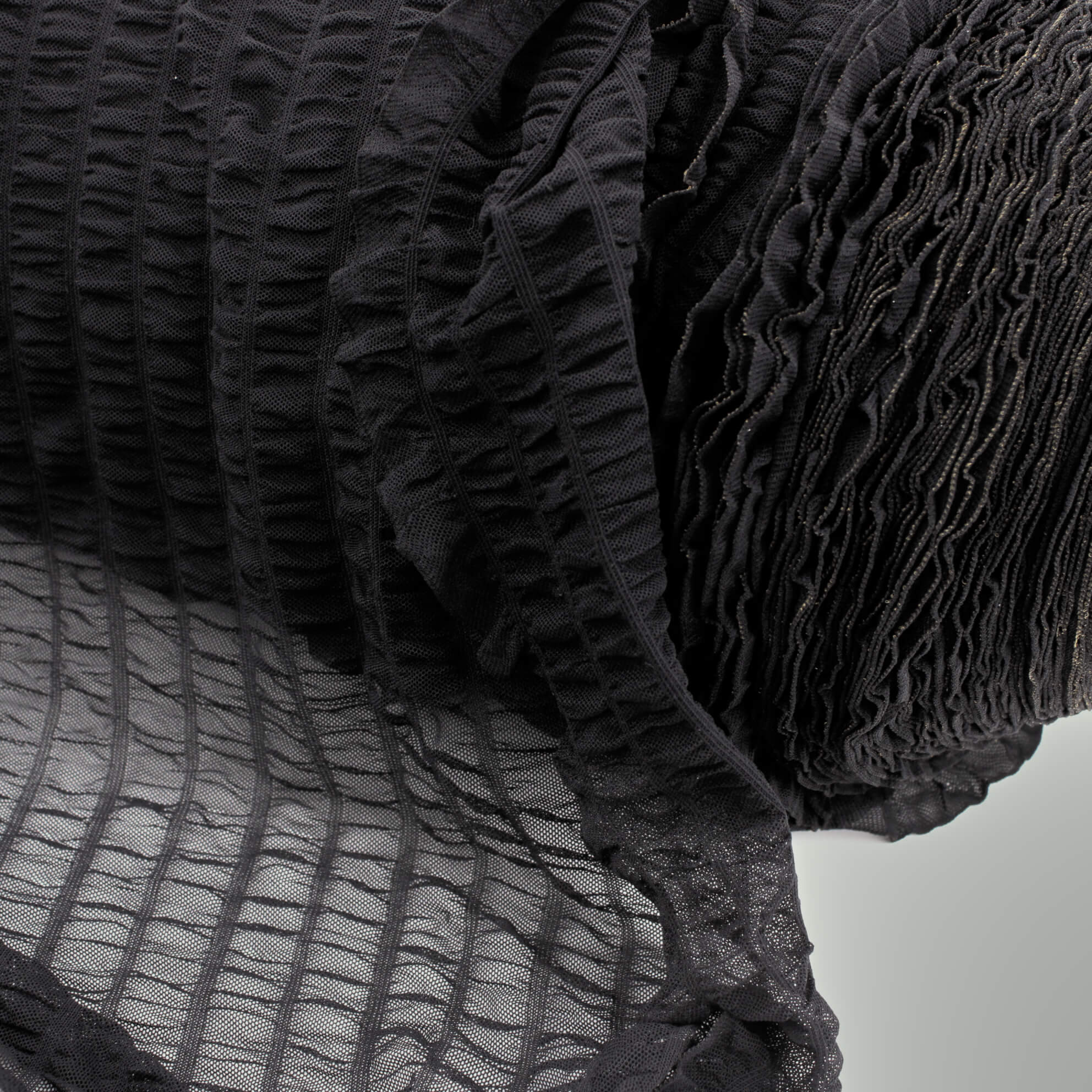 Sheer Ruffle Stretch Crinkle Textured Mesh Lingerie - Black – Lullabee ...