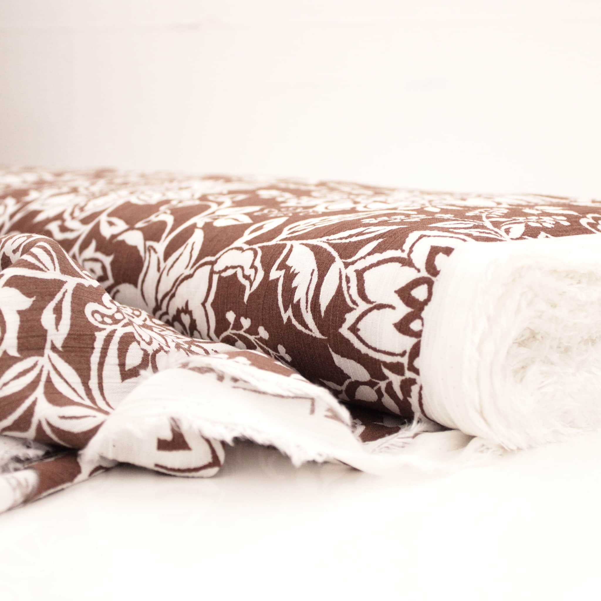 Sophia Viscose Challis Dressmaking - Coffee Bloom – Lullabee Fabrics