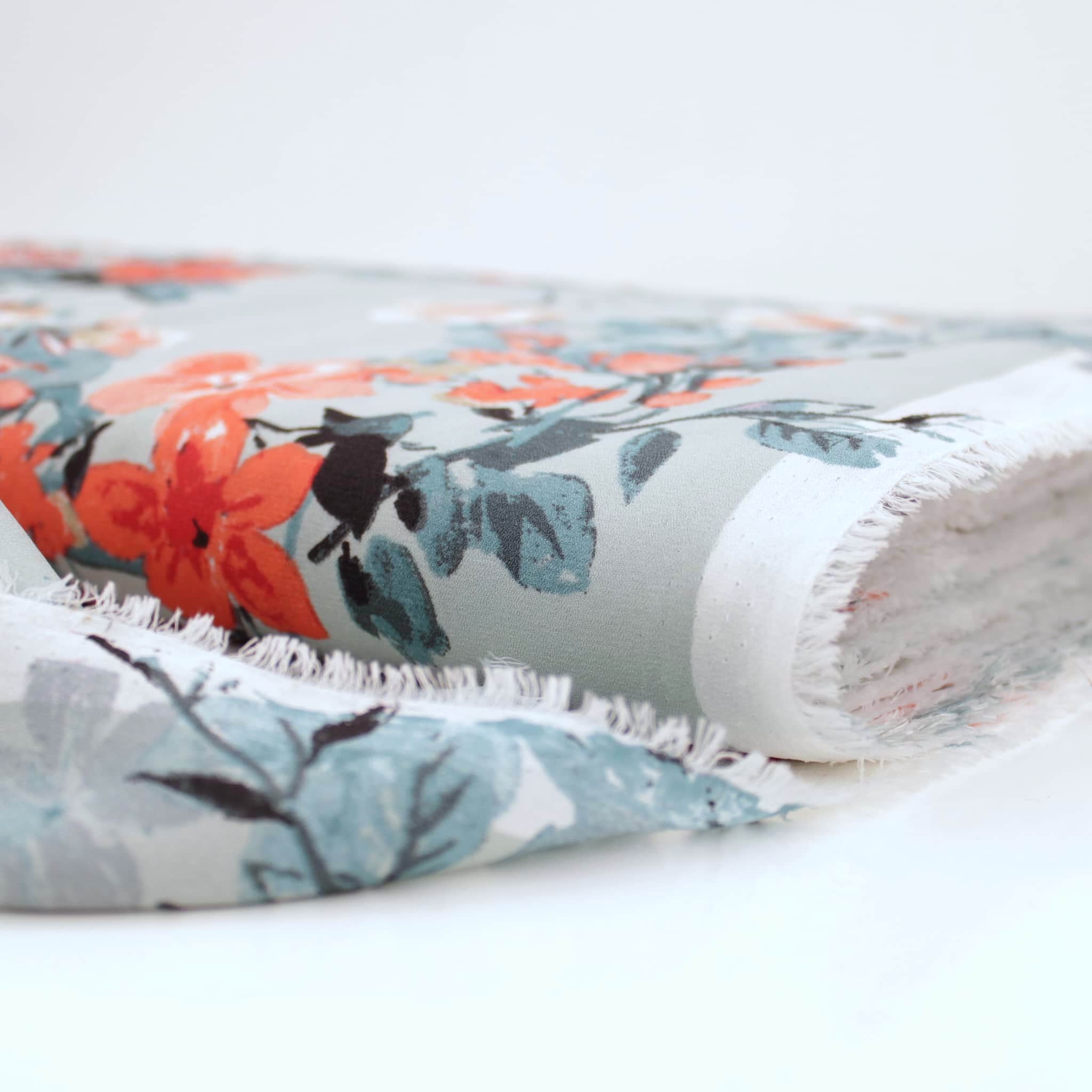 Susan Japanese Blossom Chiffon Crepe - Coral Flower – Lullabee Fabrics