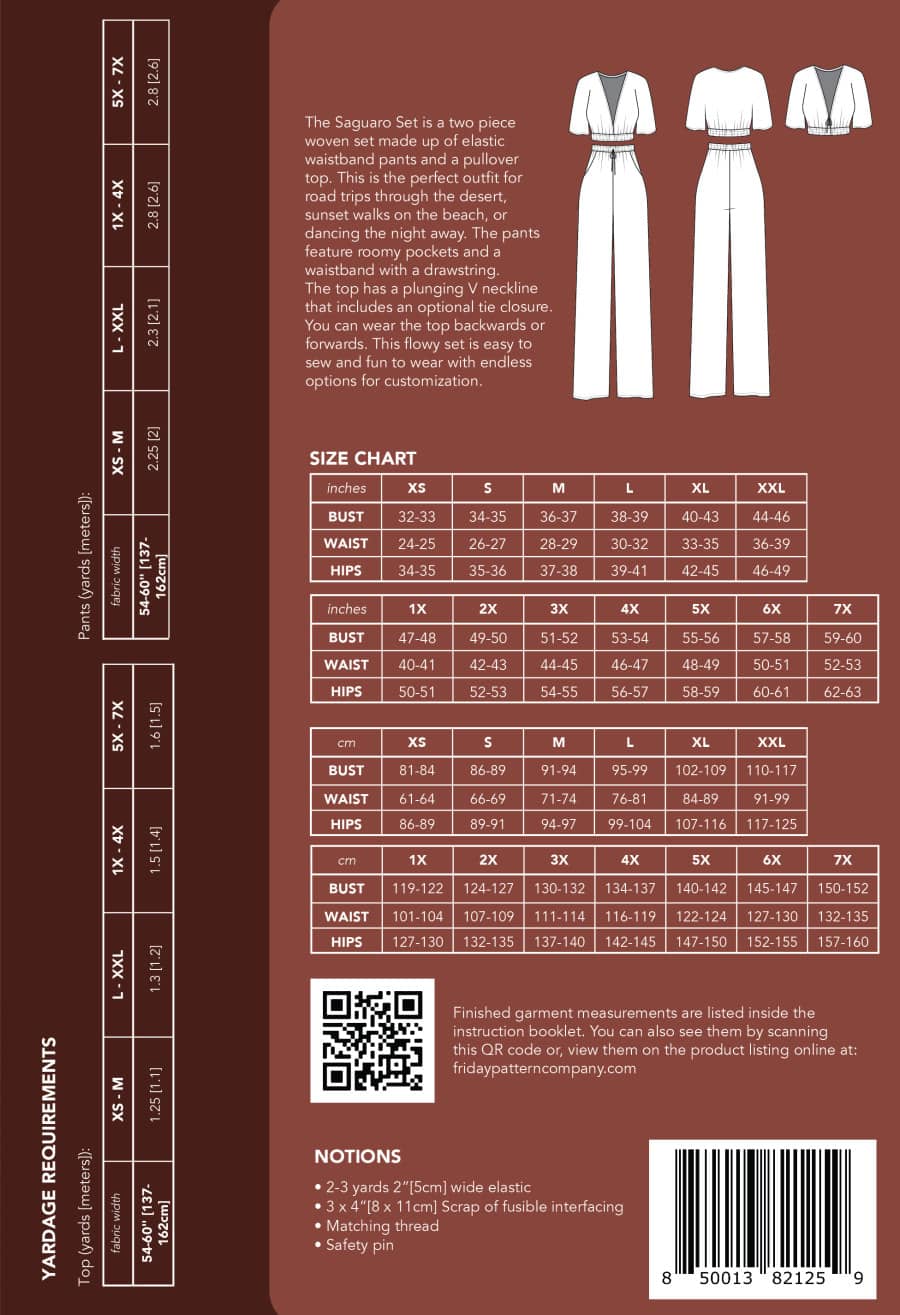 The Saguaro Top & Trouser Sewing Pattern - By Friday Pattern Company ...