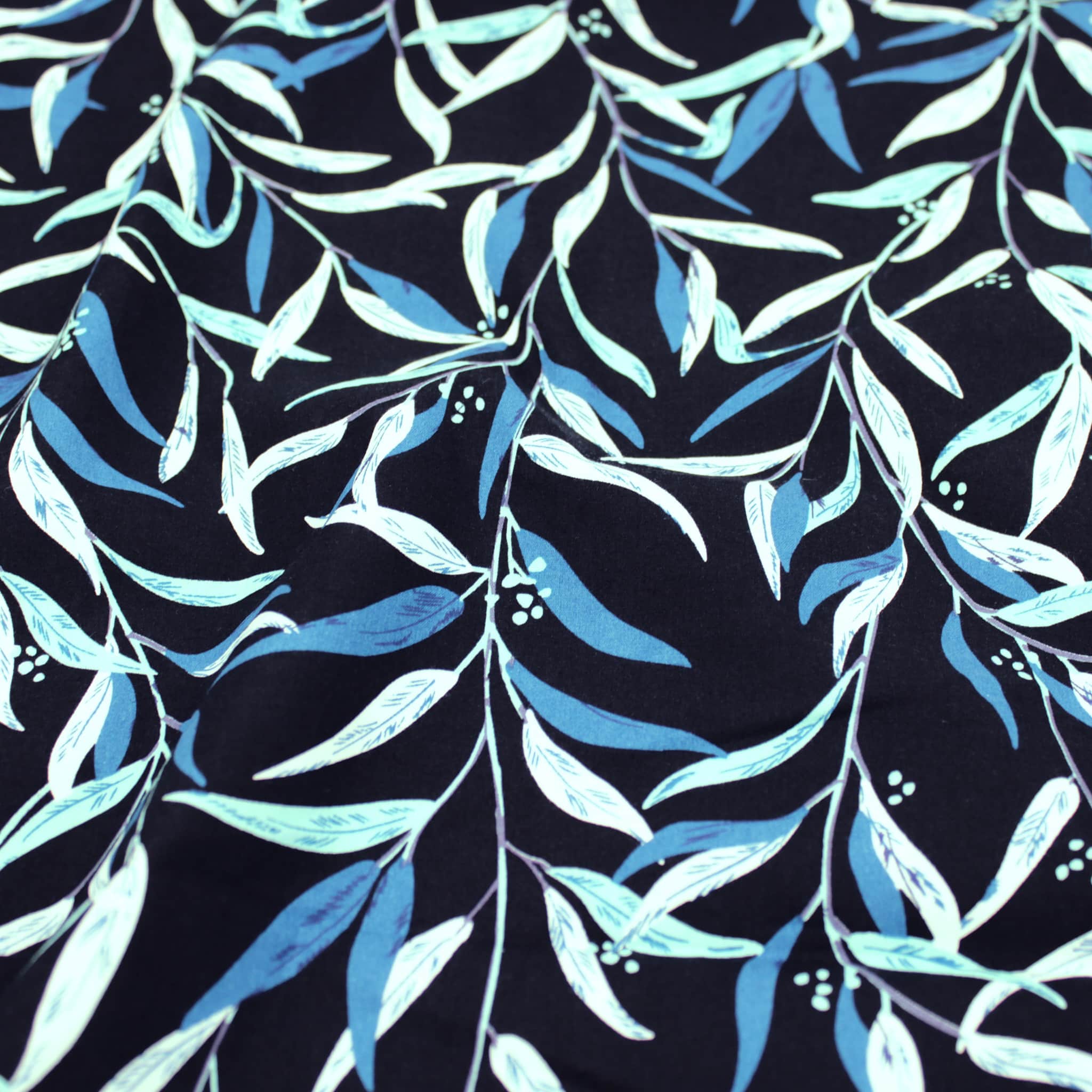 Trailing Leaves Cotton - Blue – Lullabee Fabrics