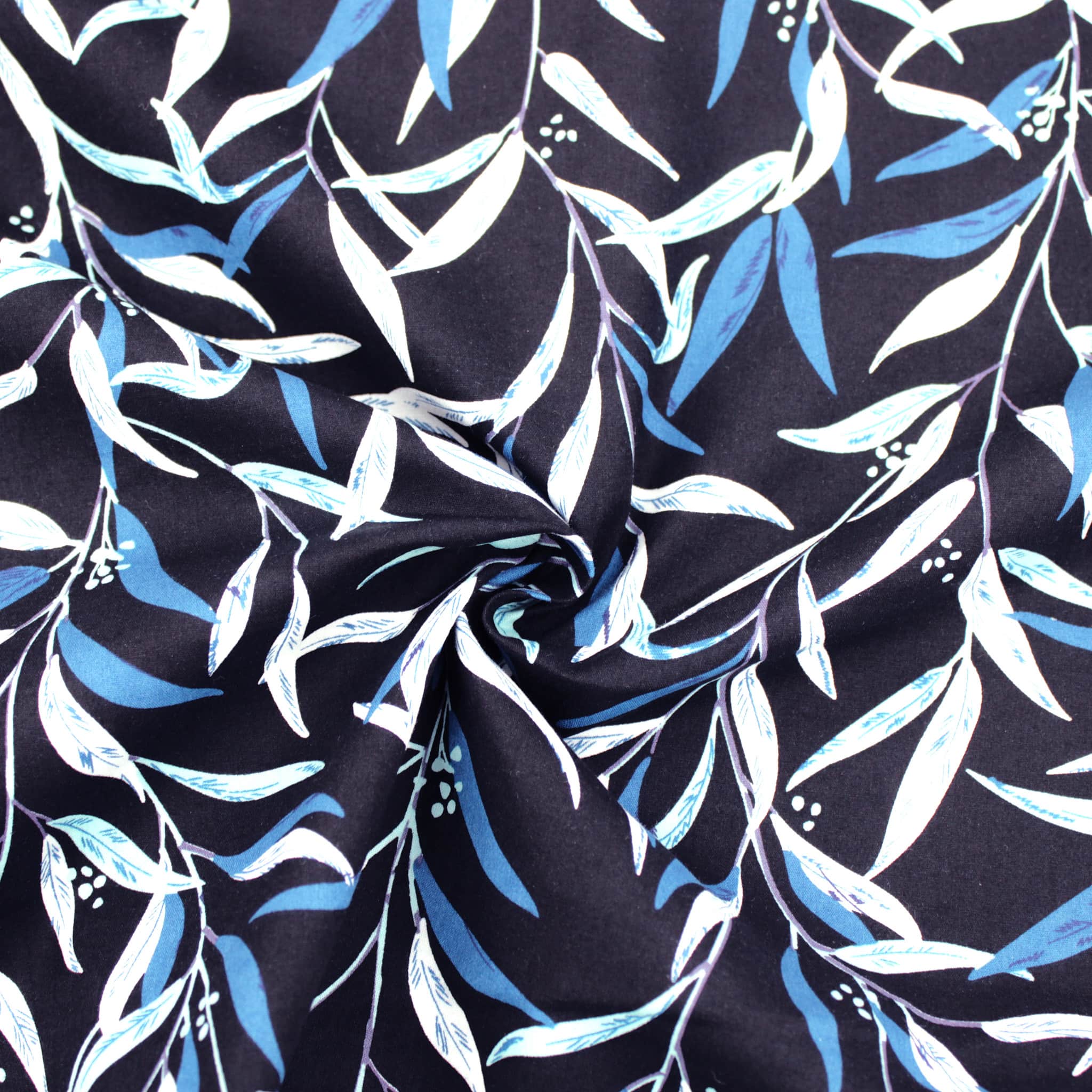 Trailing Leaves Cotton - Blue – Lullabee Fabrics