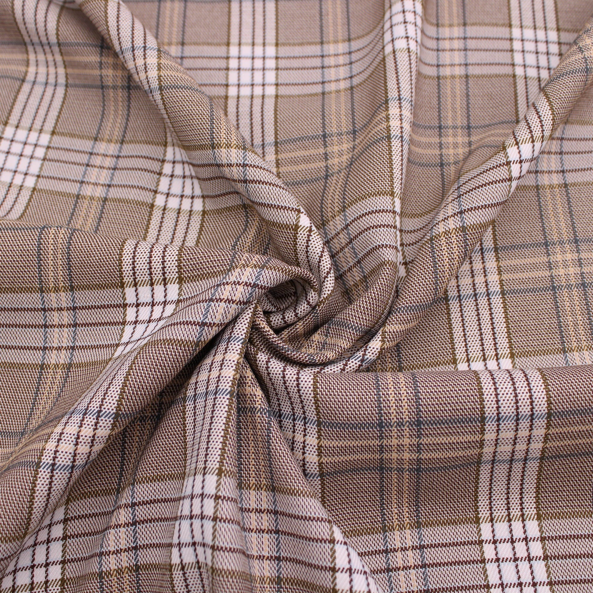 Woven Tailoring Suiting Check Fabric - Beige – Lullabee Fabrics