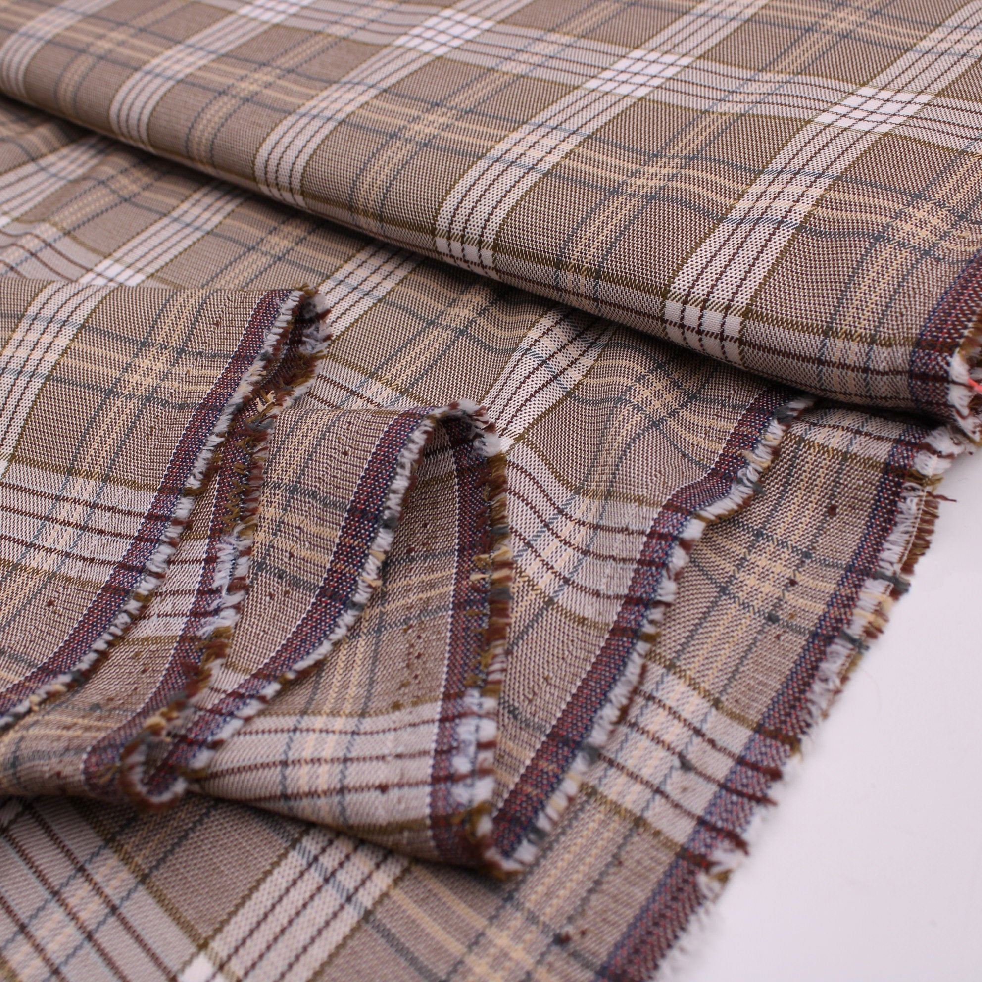 Woven Tailoring Suiting Check Fabric - Beige – Lullabee Fabrics