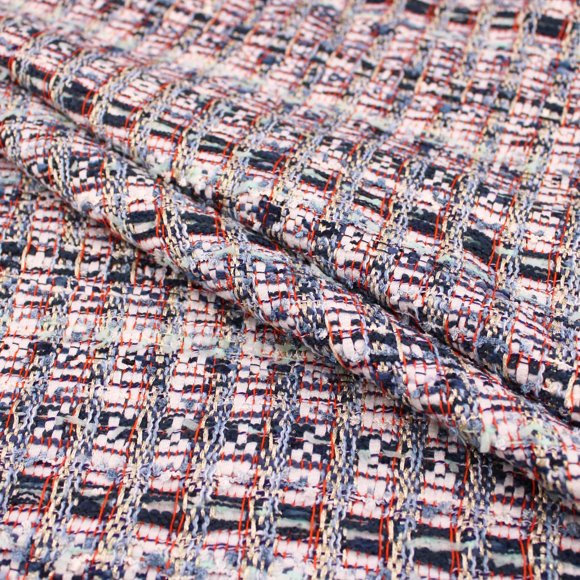 Designer-Style Tweed Coating Boucle - Denim – Lullabee Fabrics