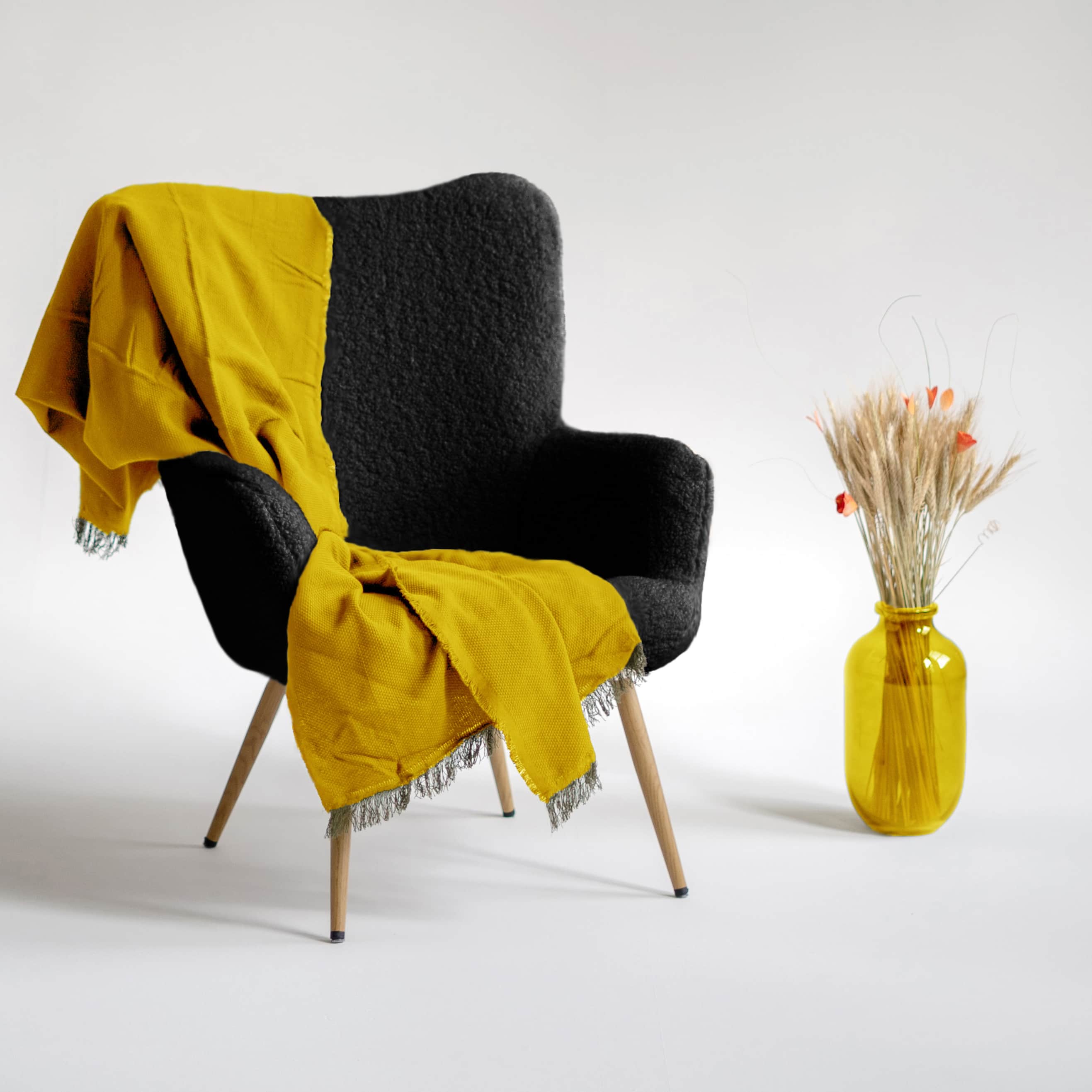 Chunky Boucle Curled Sheep Wool Look - Black – Lullabee Fabrics