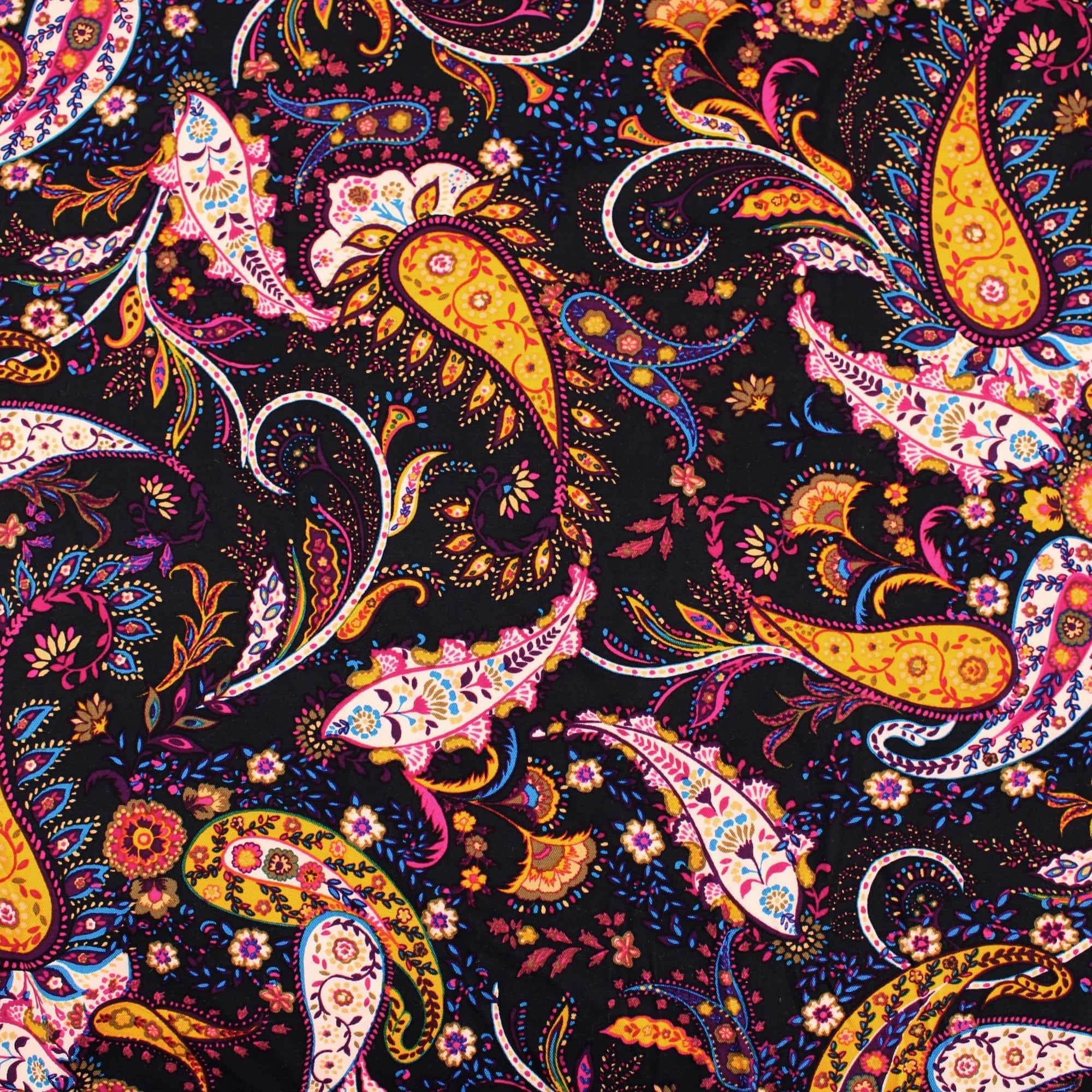 Curved Paisley Woven Viscose - Black – Lullabee Fabrics