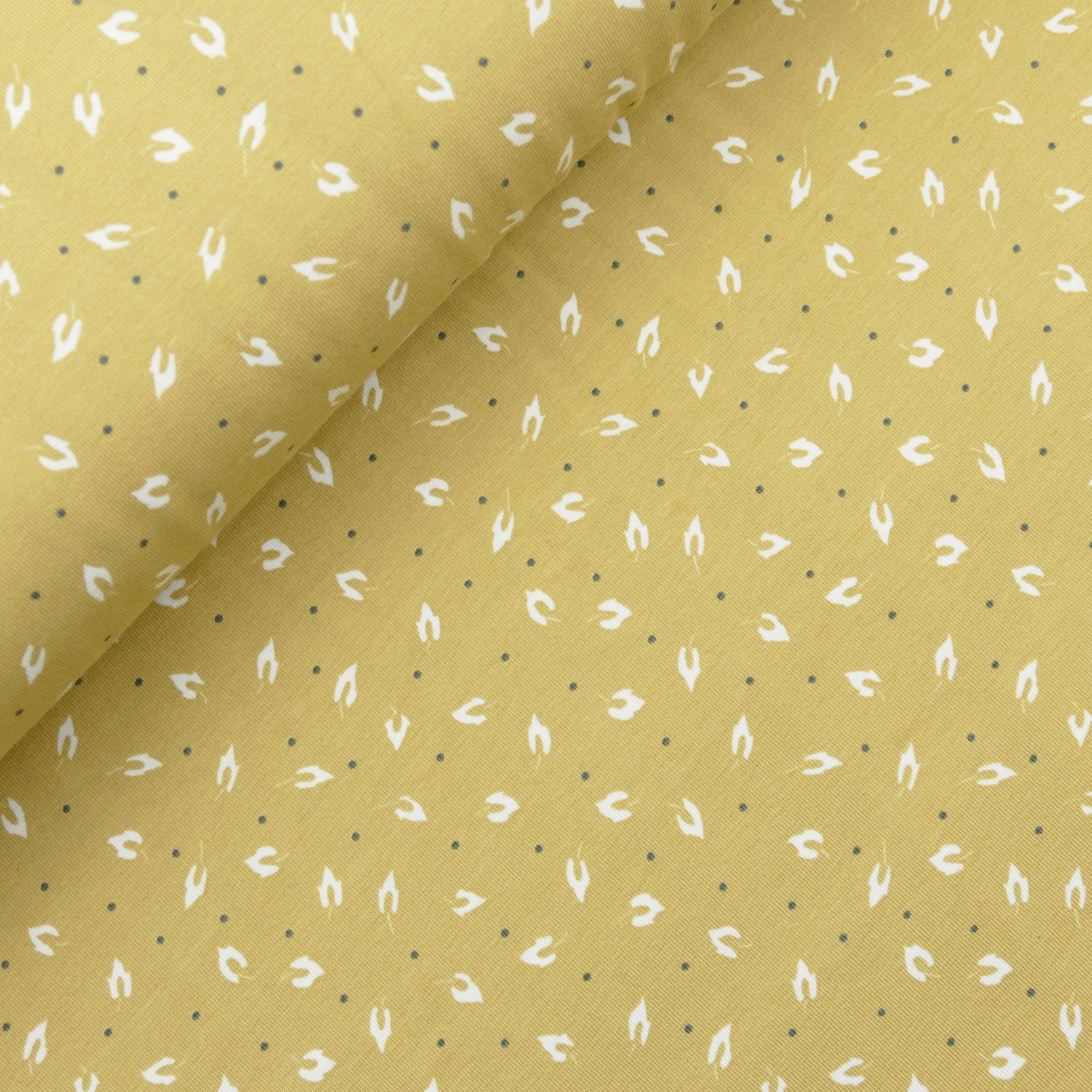 Feathers Organic Cotton Jersey - Dusty Yellow – Lullabee Fabrics