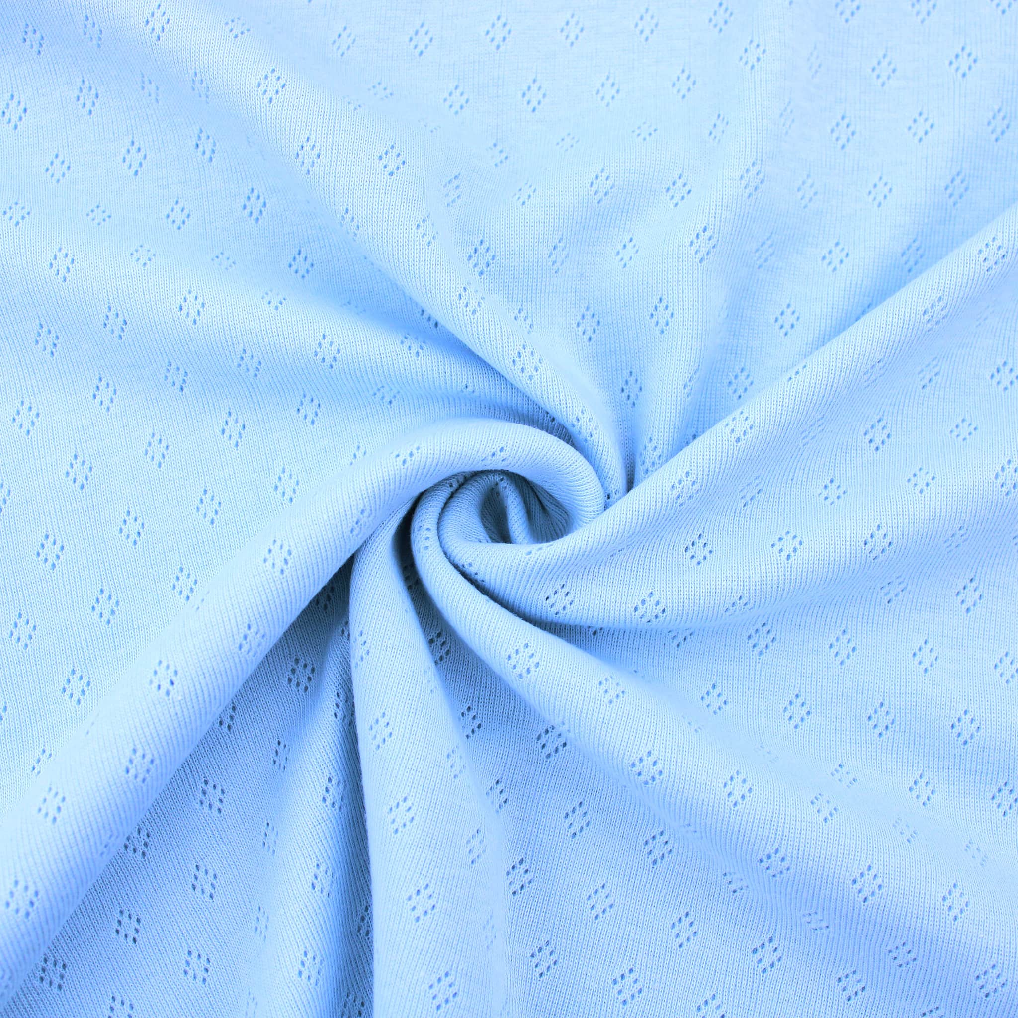 Pointelle Diamond Cotton Jersey - Light Blue – Lullabee Fabrics